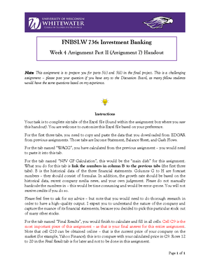 Week 2 Assignment Part III (Assignment 4) Handout - This assignment ...