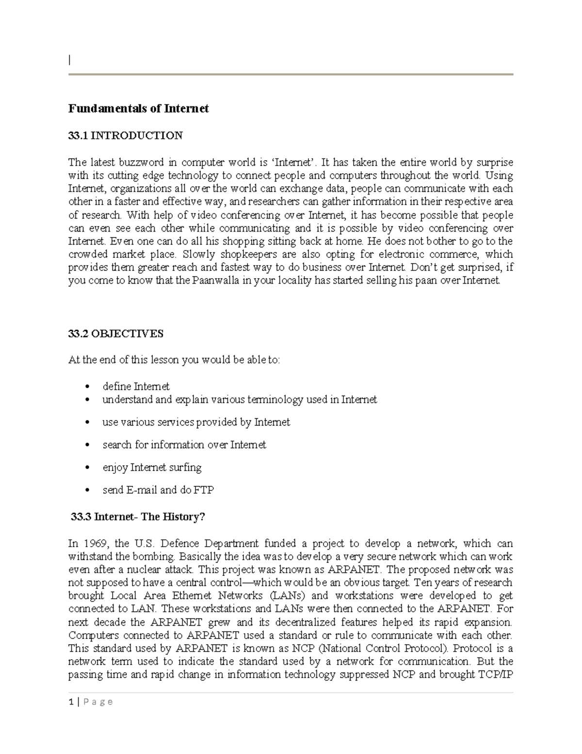 Fundamentals of Internet introduction - | Fundamentals of Internet 33 ...