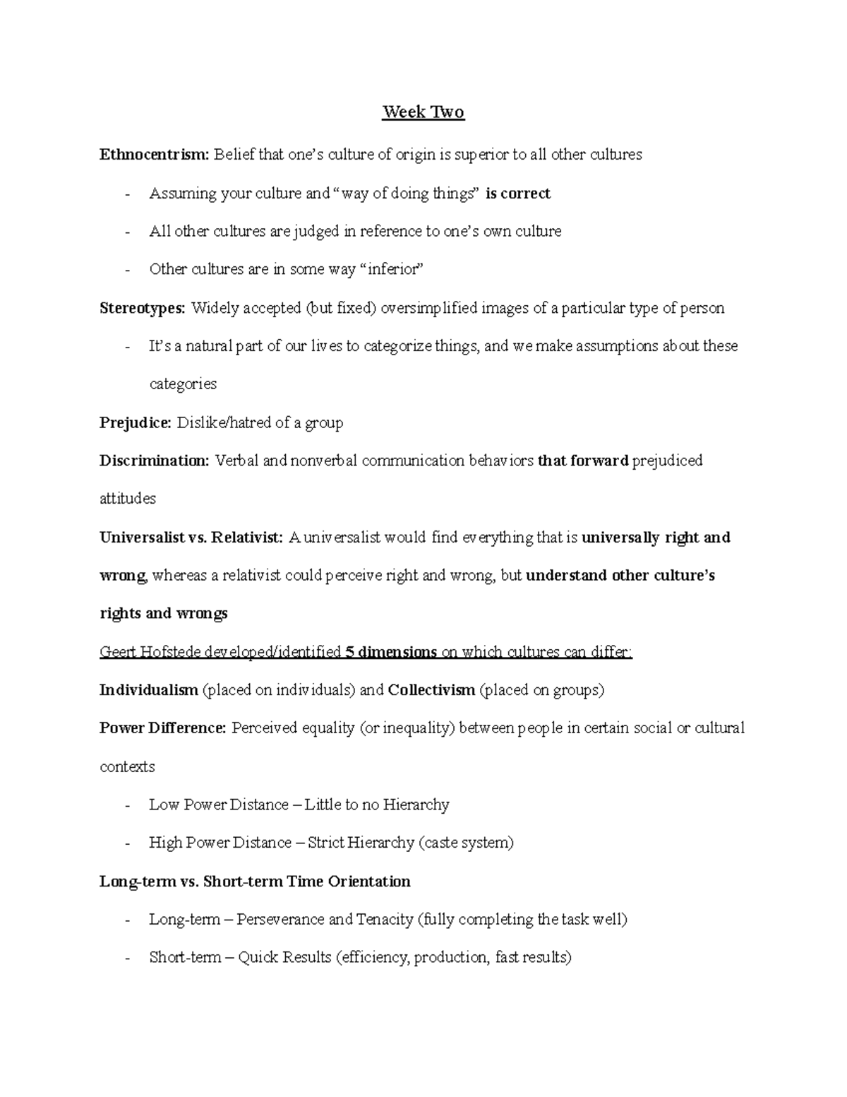 Intercultural Communication Lectures - Week Two Ethnocentrism: Belief ...