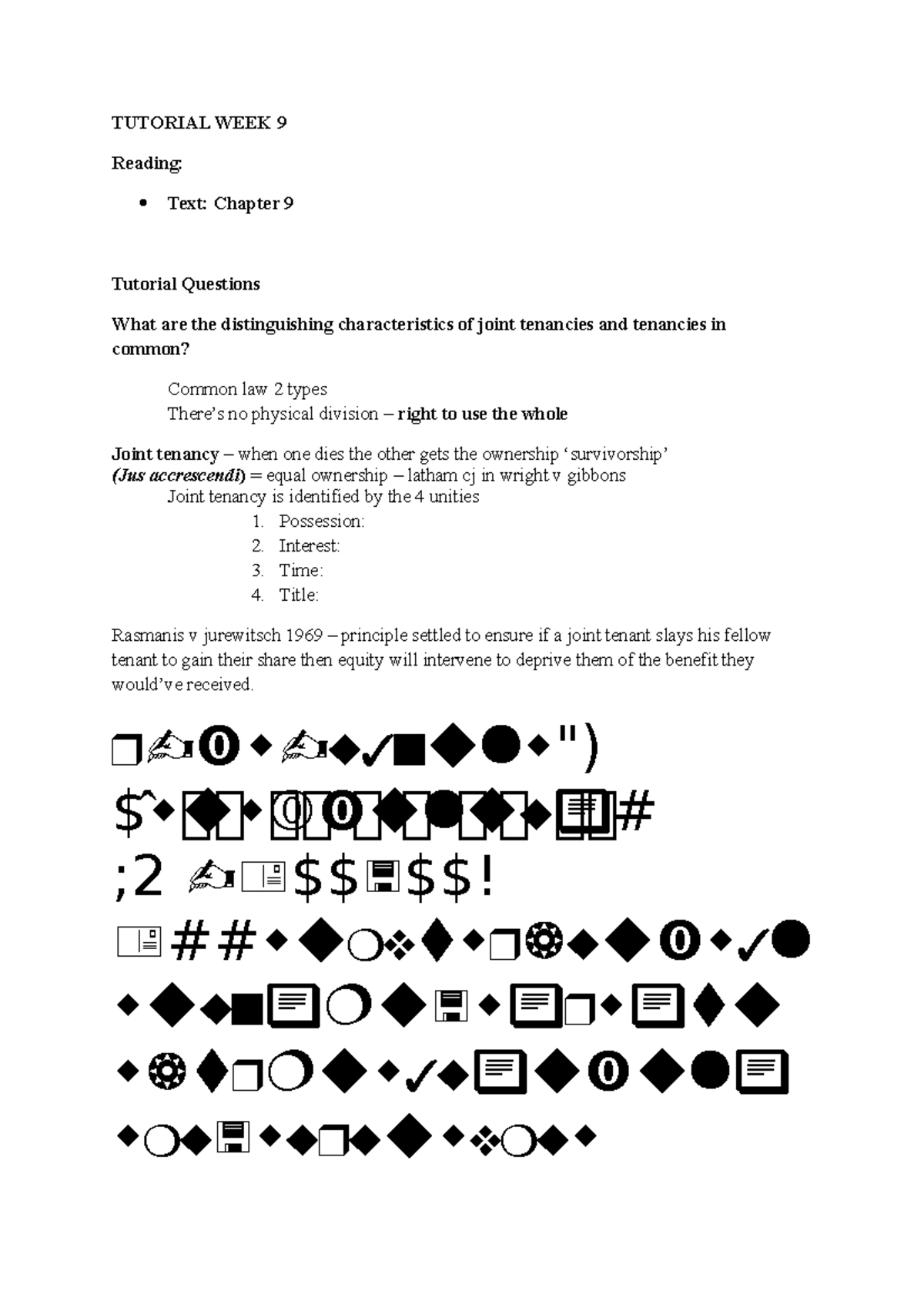 Tutorial week 9 - TUTORIAL WEEK 9 Reading: Text: Chapter 9 Tutorial ...