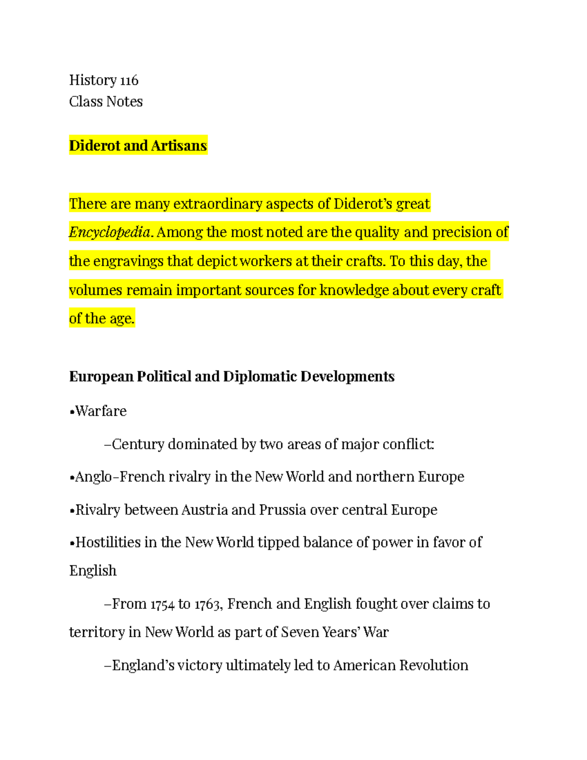 HIS 6 - European Political and Diplomatic Developments - History 116 ...