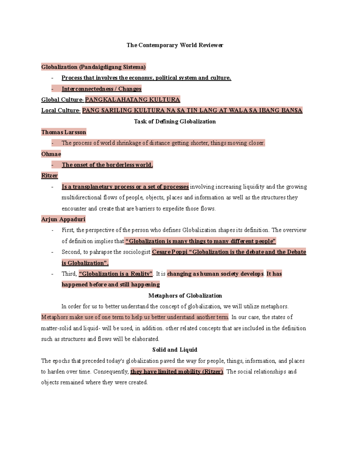 TCW Reviewer - It helps you to understand the topic - The Contemporary ...