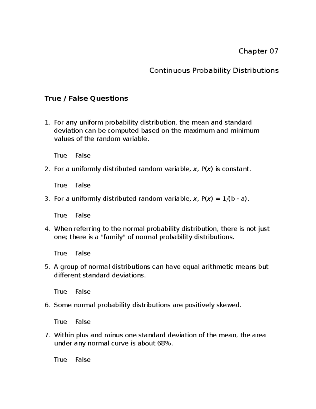 Chap007 - it is about cha1 to ch7 - Chapter 07 Continuous Probability ...