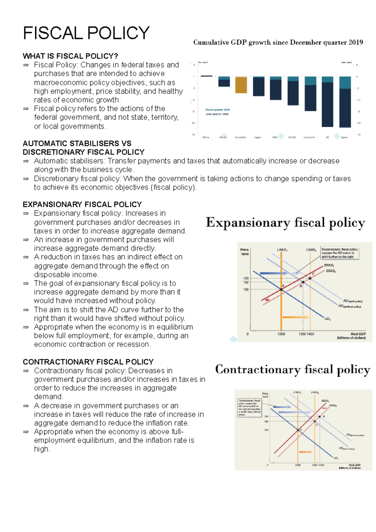 Fiscal Policy (10) - Lecture notes 10 - FISCAL POLICY WHAT IS FISCAL ...