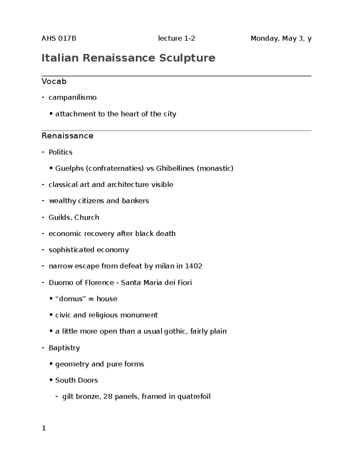 Lec1-2 - Lecture notes 1, 2 - AHS 017B lecture 1-2 Tuesday, December 3 ...