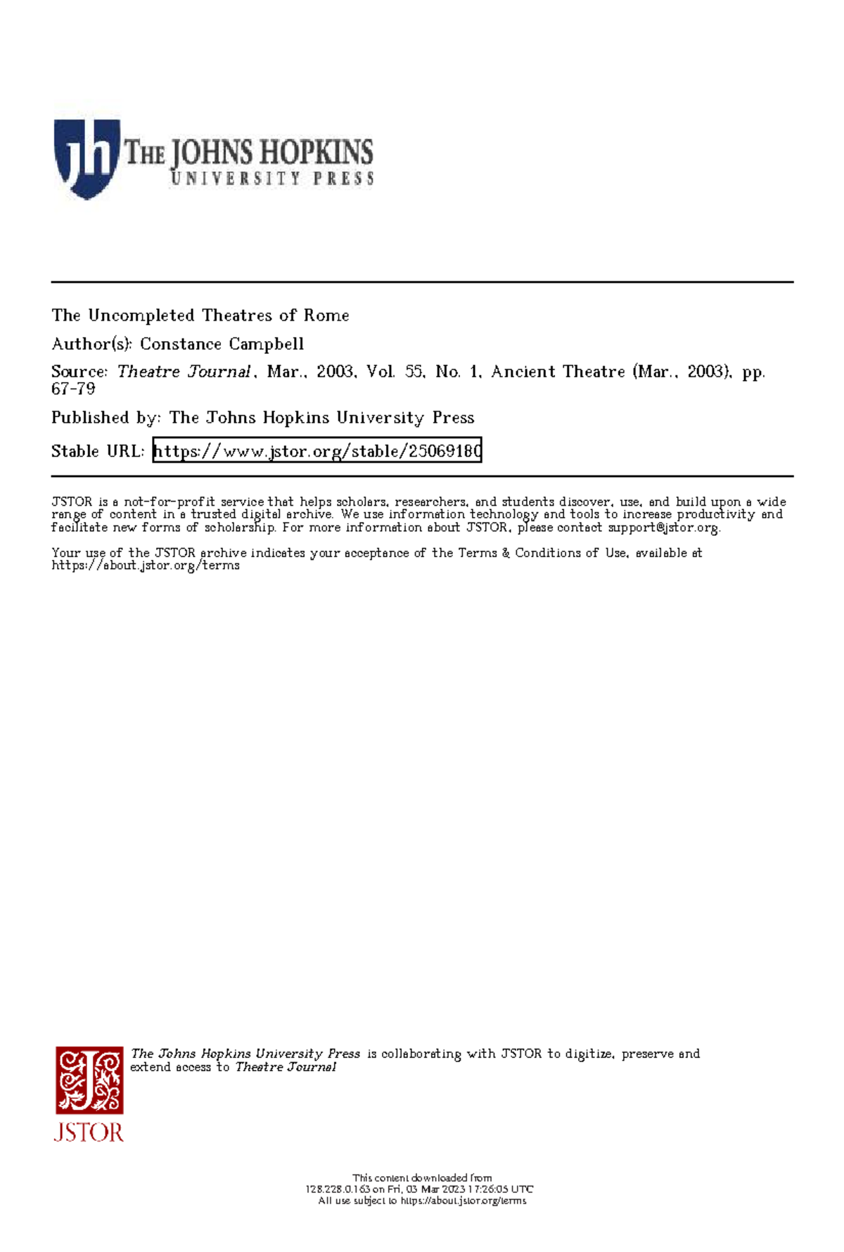 The Uncompleted Theatres of Rome by Constance Campbell - The ...