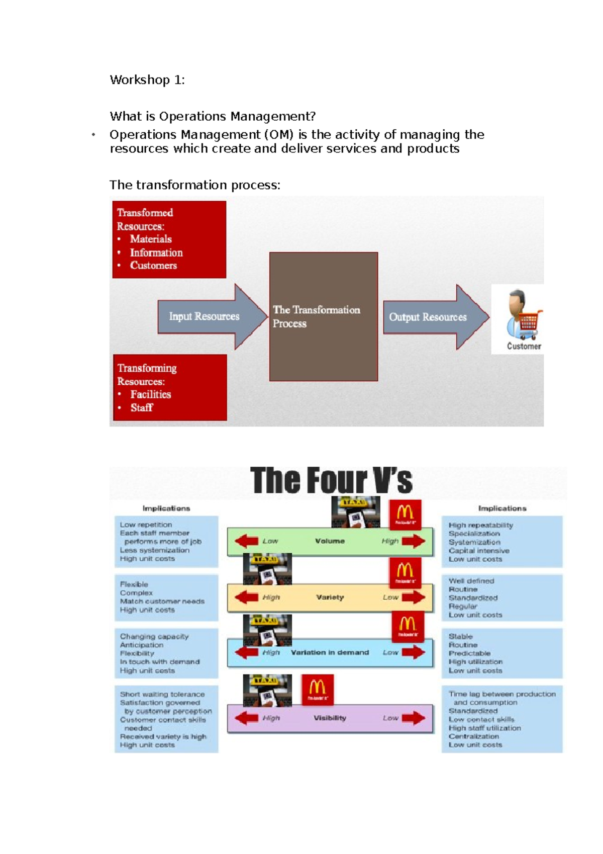 Operations Management - Workshop 1: What is Operations Management ...