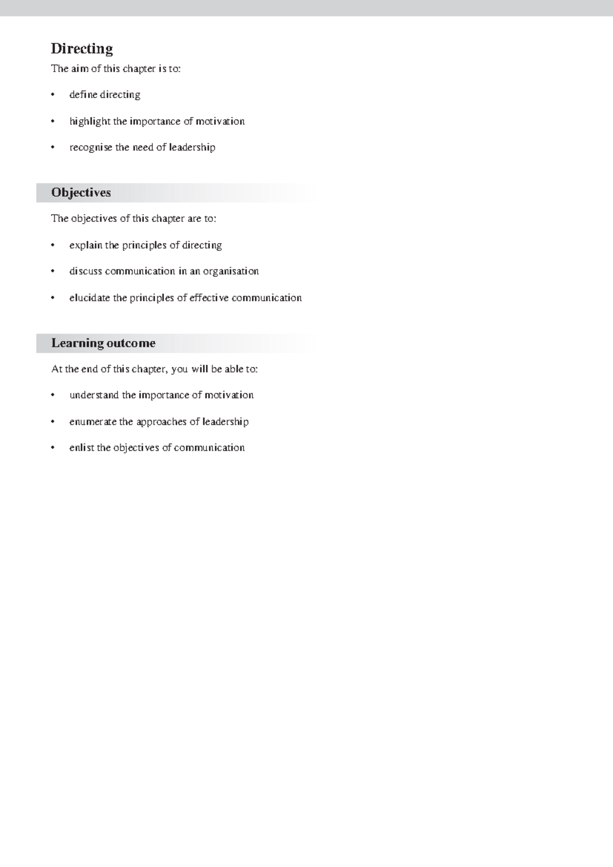 Directing - NOTES - Objectives Learning outcome The aim of this chapter ...