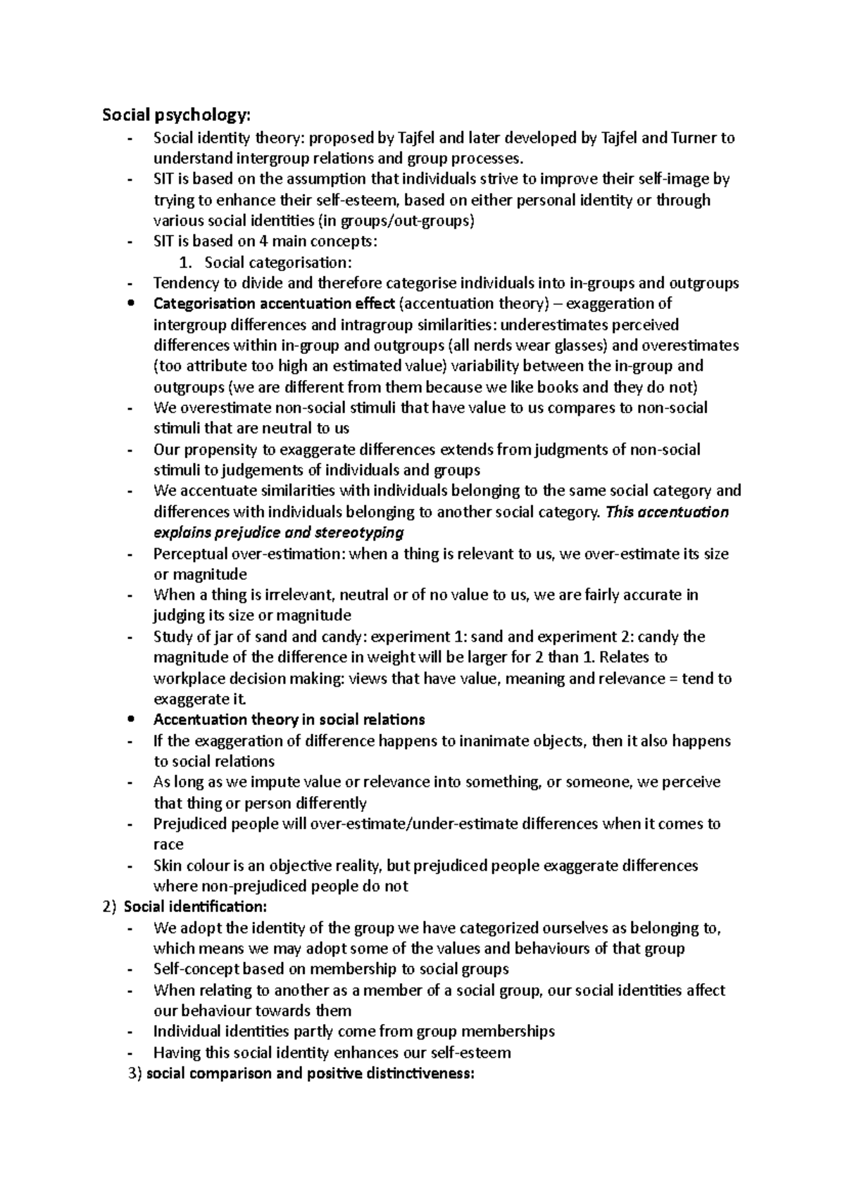 Tajfel - lecture notes - Social psychology: Social identity theory ...