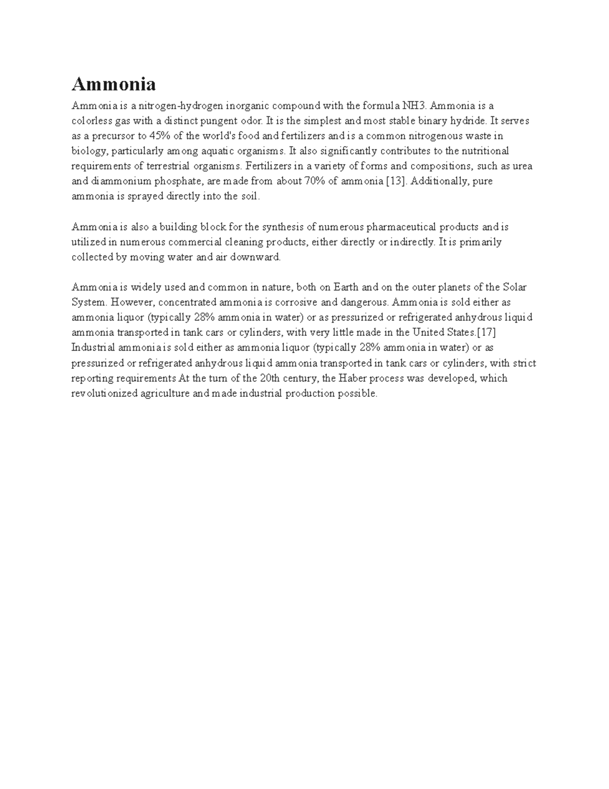 Ammonia - Ammonia Ammonia is a nitrogen-hydrogen inorganic compound ...