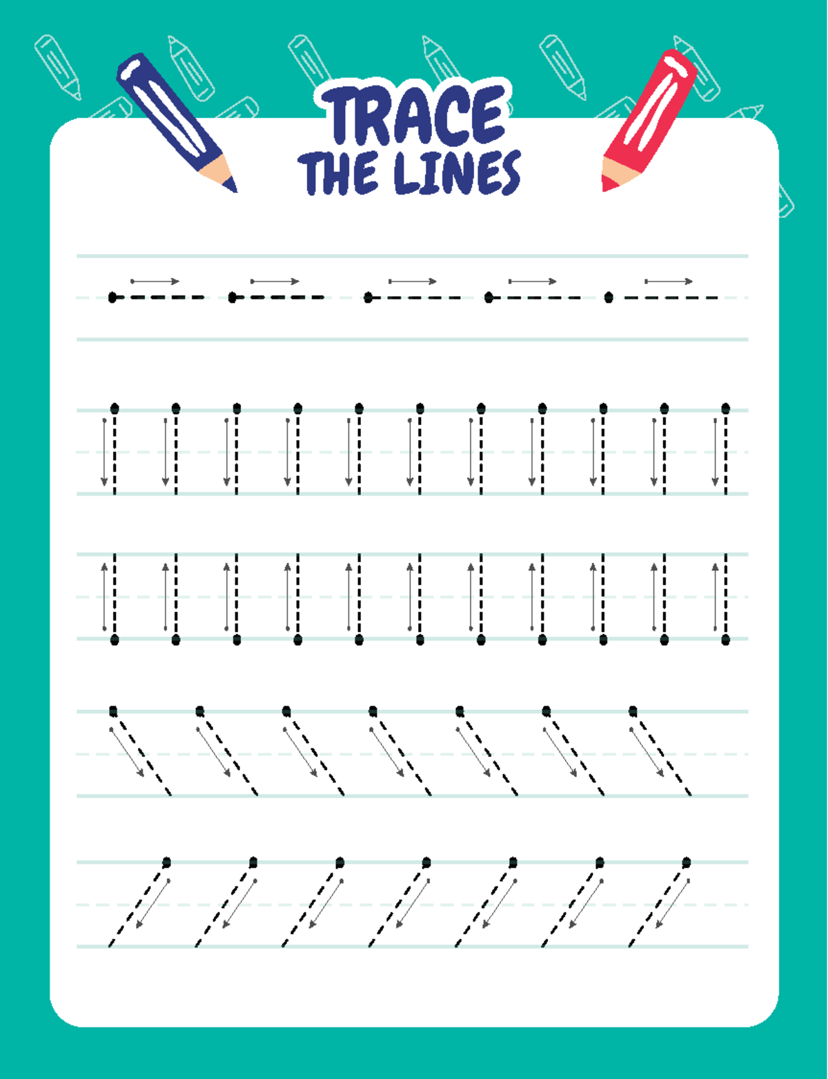 Worksheet Pencil Control Pre Writing Skills Tracing Linesand Color For ...