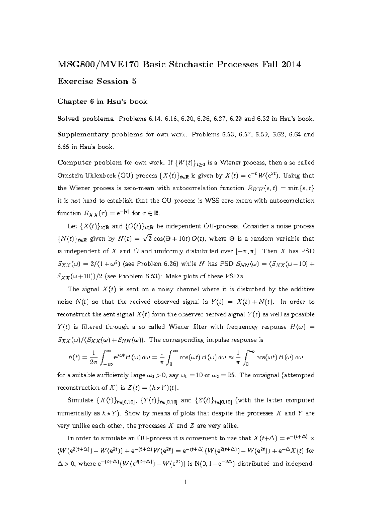 Exercise from chapter 6 - Basic Stochastic Processes - Basic Stochastic ...