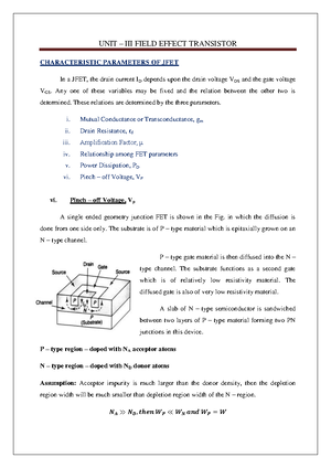 UNIT 4 - Metal-Semiconductor Junction- MESFET, FINFET, PINFET, CNTFET ...