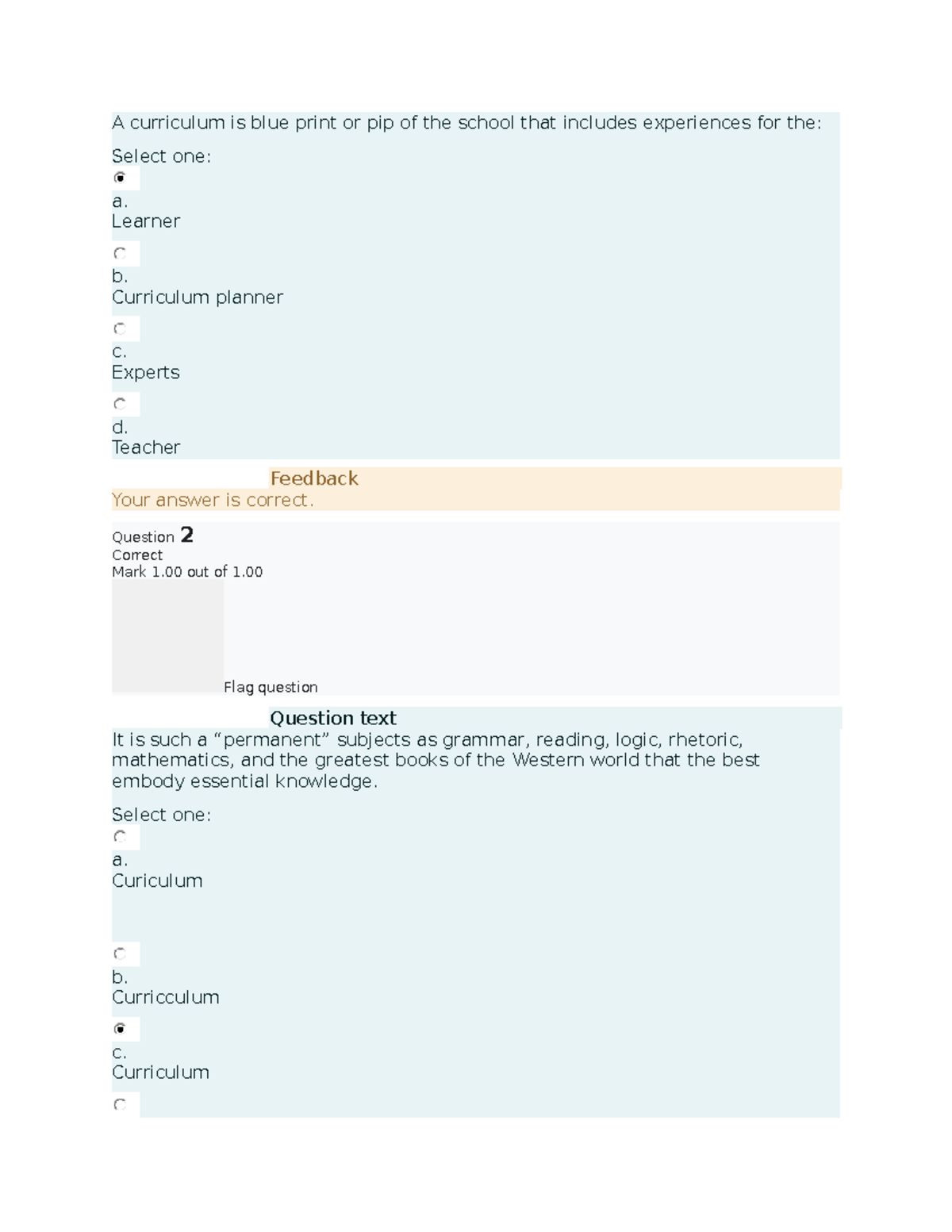 6244 TTSC - REVIEWER - A curriculum is blue print or pip of the school ...