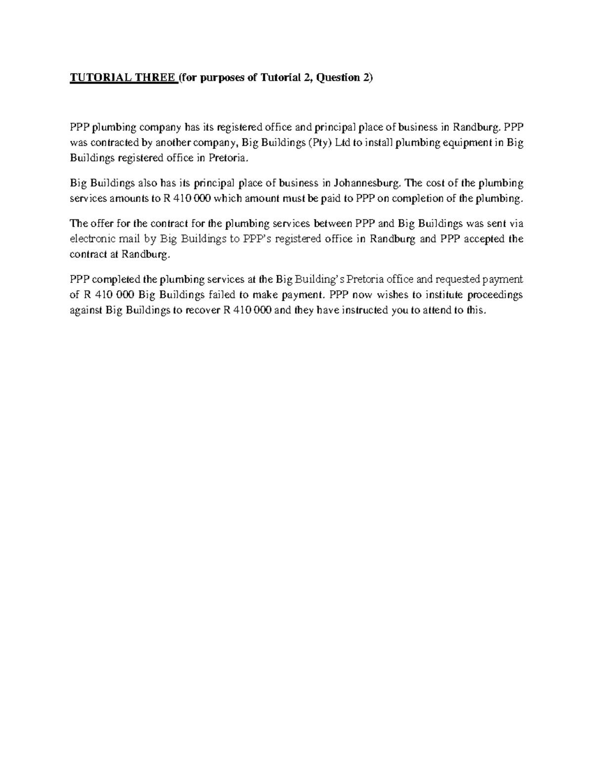 Tutorial Question 3 - for purposes of tutorial 2 question 2 - TUTORIAL ...