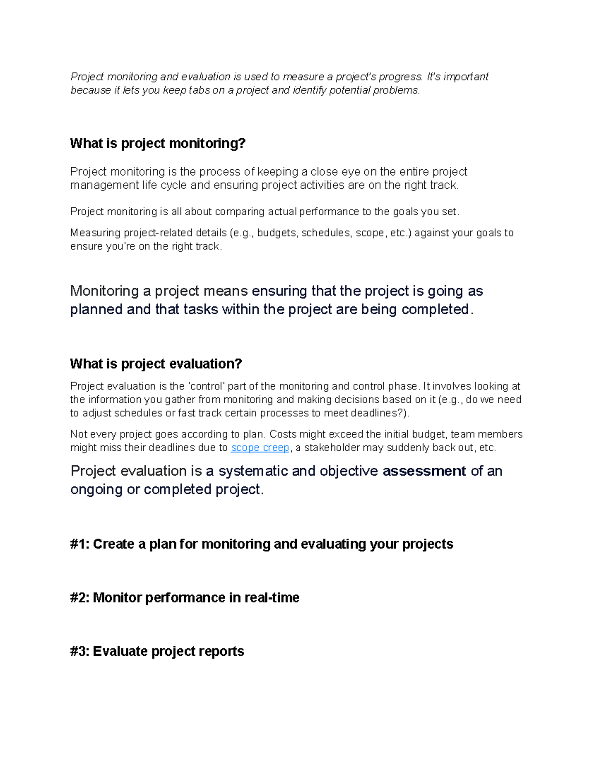Project Monitoring And Evaluation Project Monitoring And Evaluation Is