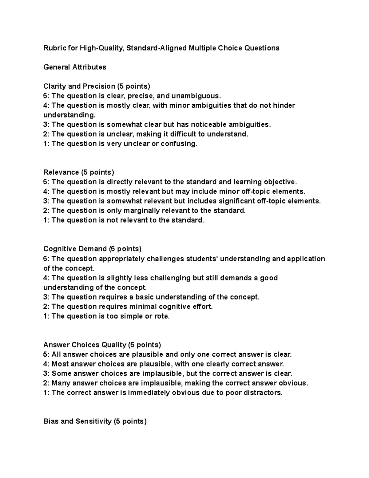 Real Work B - kjebfrjvkv - Rubric for High-Quality, Standard-Aligned ...