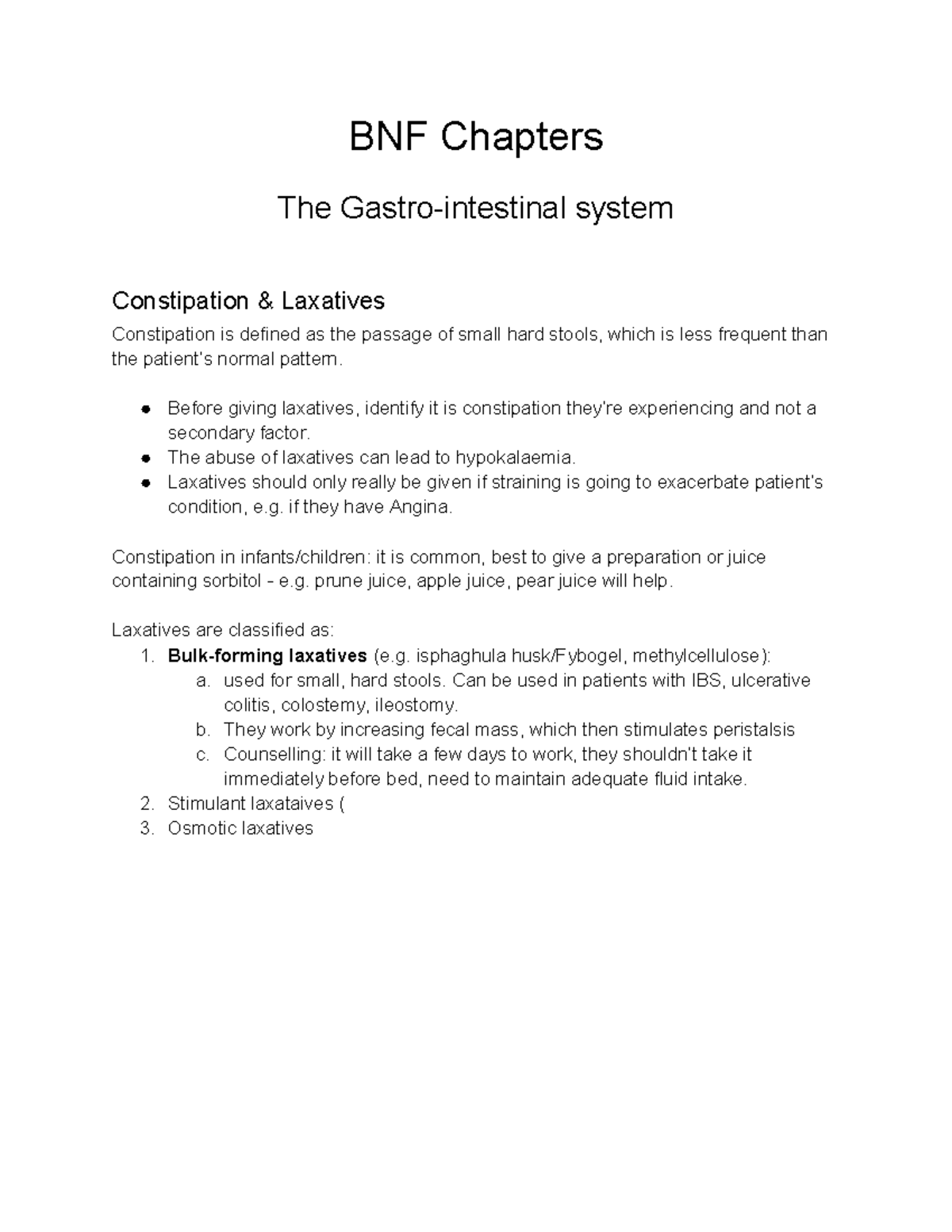 BNF Chapters - BNF Chapter notes - BNF Chapters The Gastro-intestinal ...