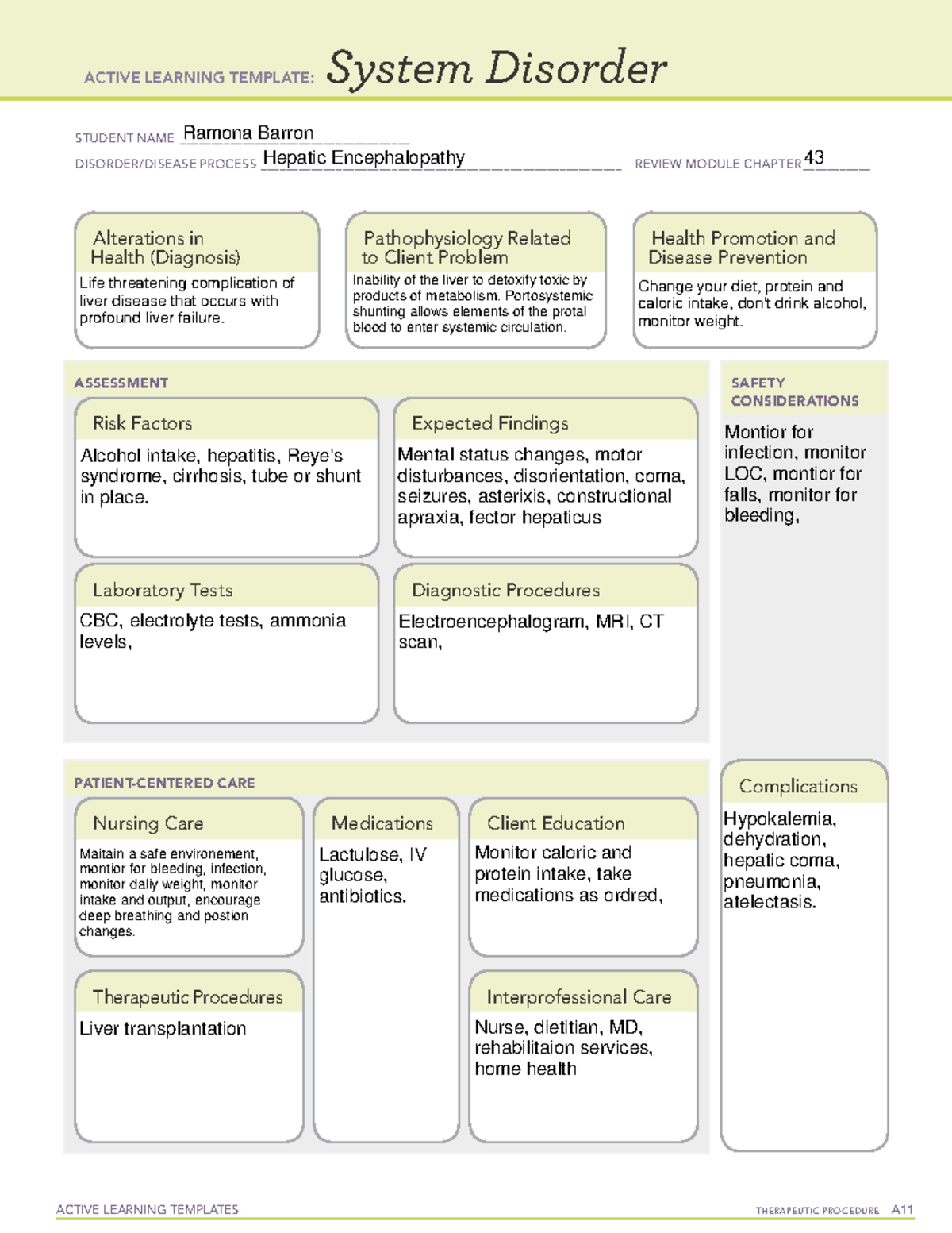 Hepatic Encephalopathy - ACTIVE LEARNING TEMPLATES TherapeuTic ...