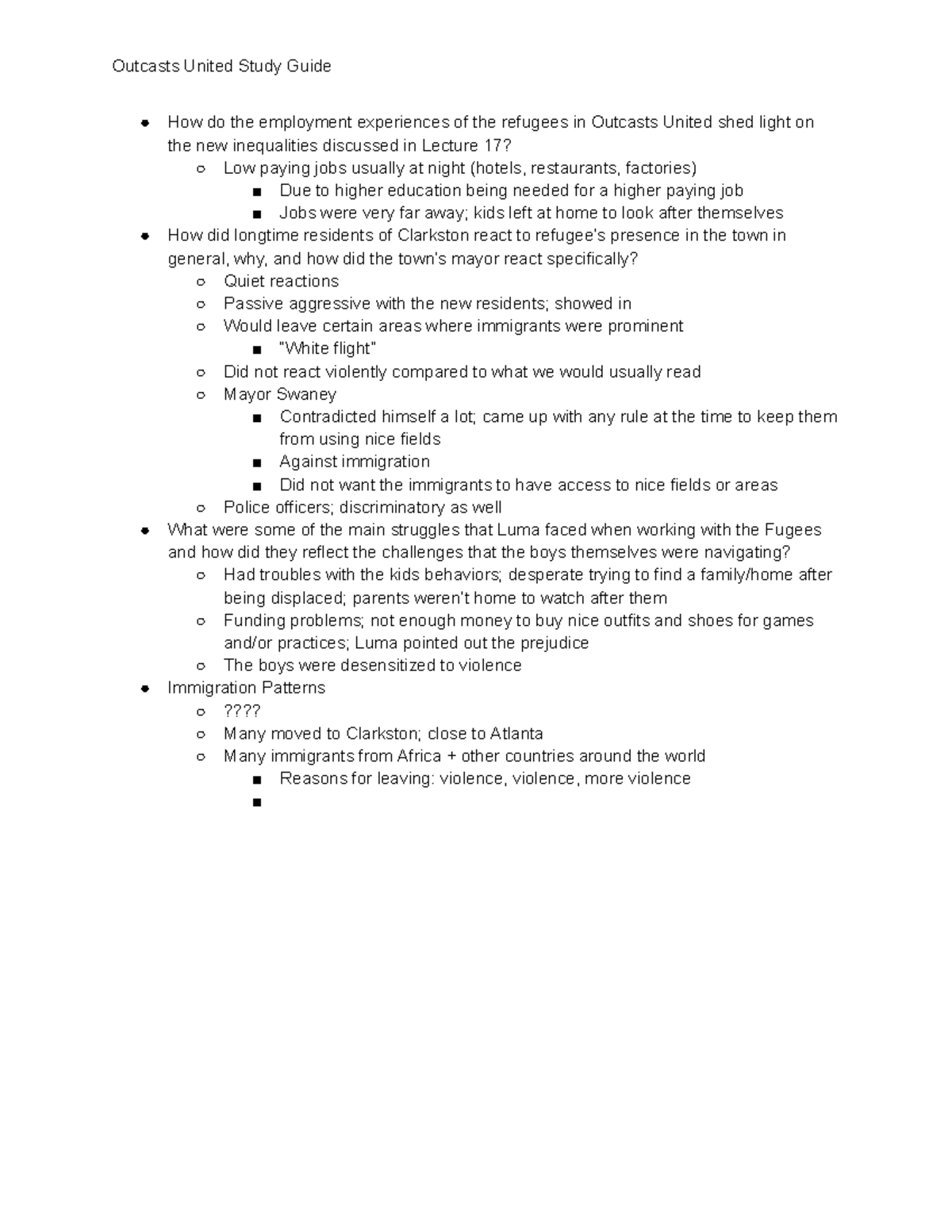 Outcasts United Study Guide - Studocu