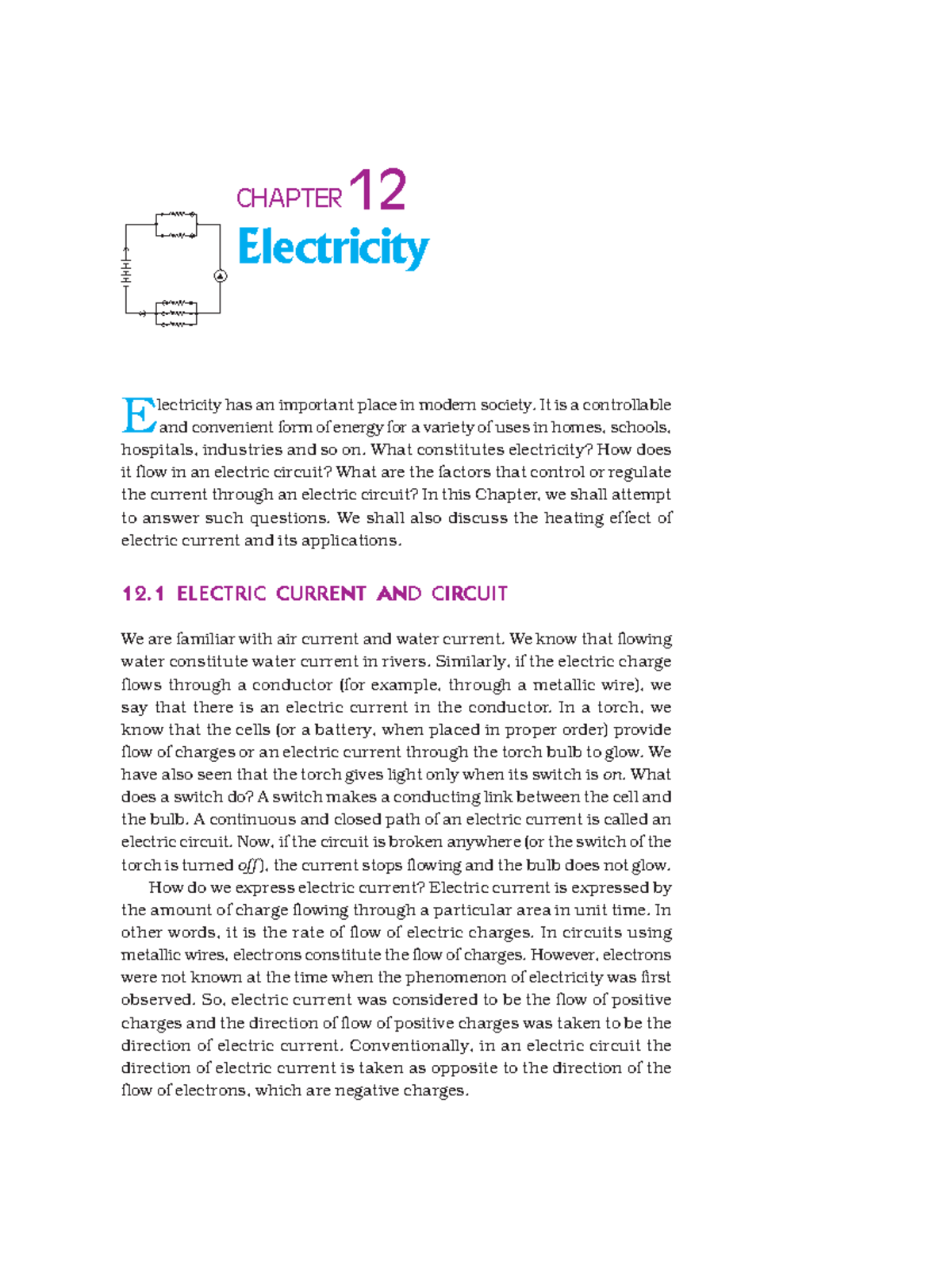 Jesc112 - EASY TO LEARN - Electricity CHAPTER 12 E lectricity has an important place in modern ...