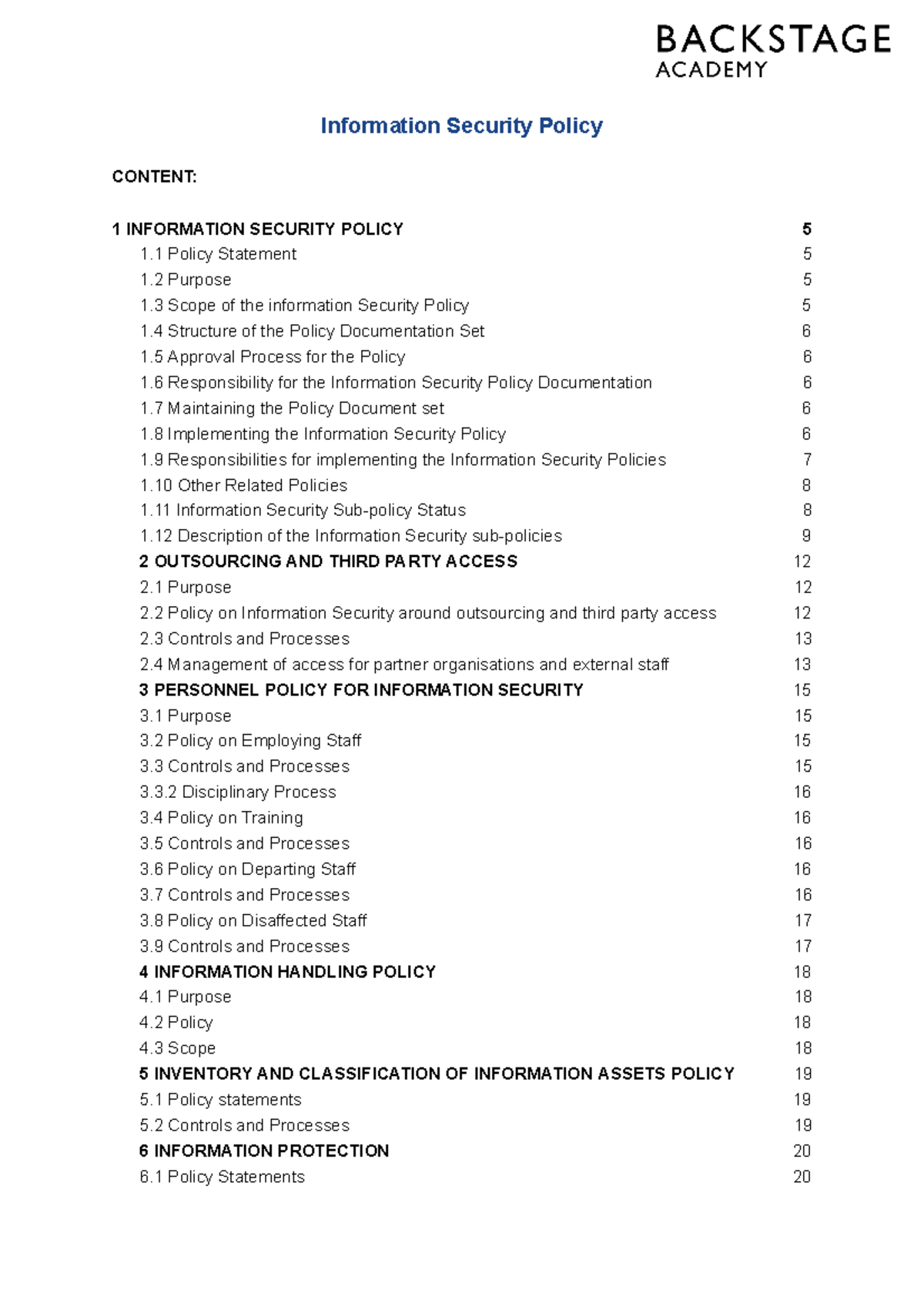 Information-security-policy - Information Security Policy 1 INFORMATION ...