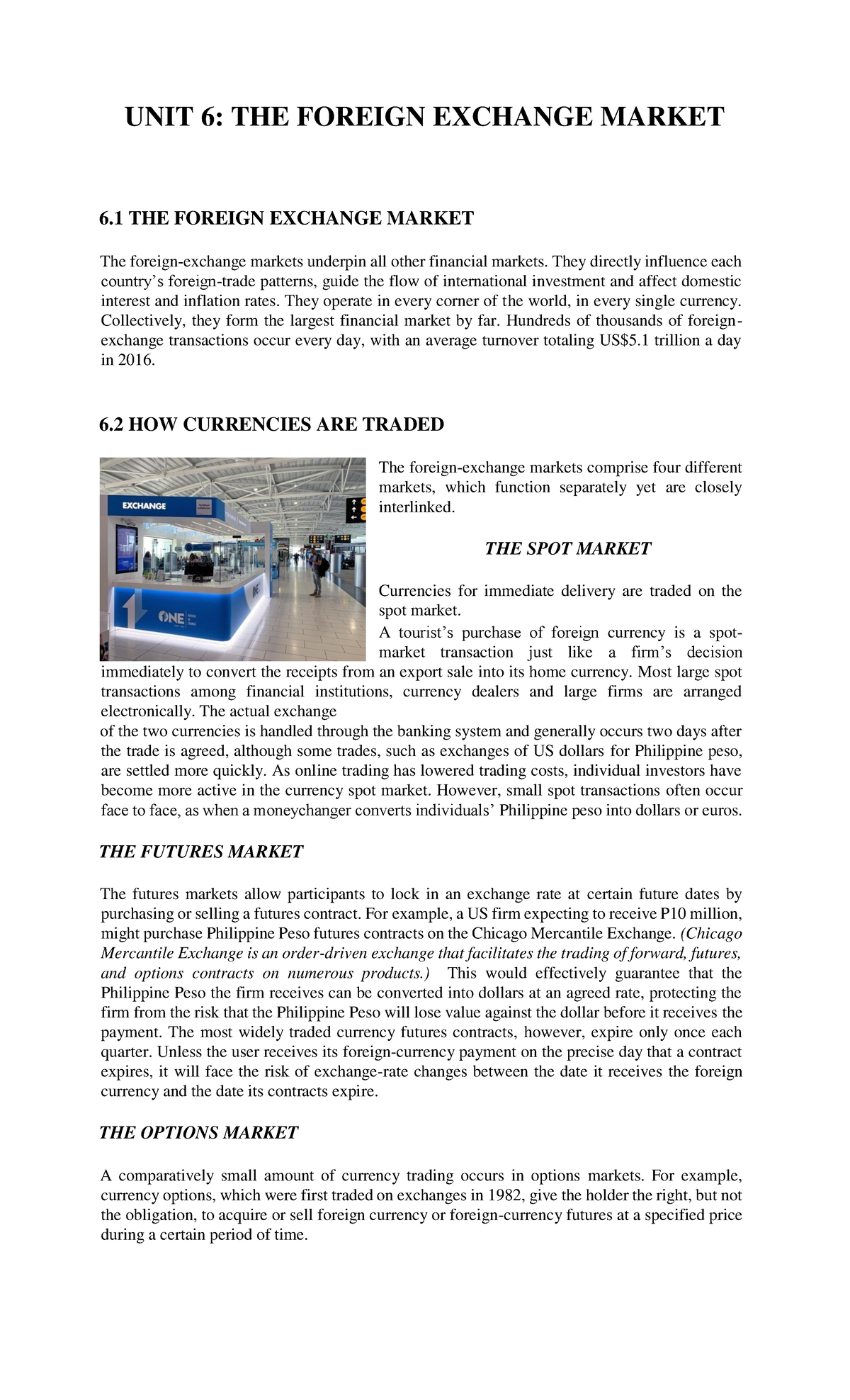 Accounting Lecture Materials - UNIT 6: THE FOREIGN EXCHANGE MARKET 6 ...