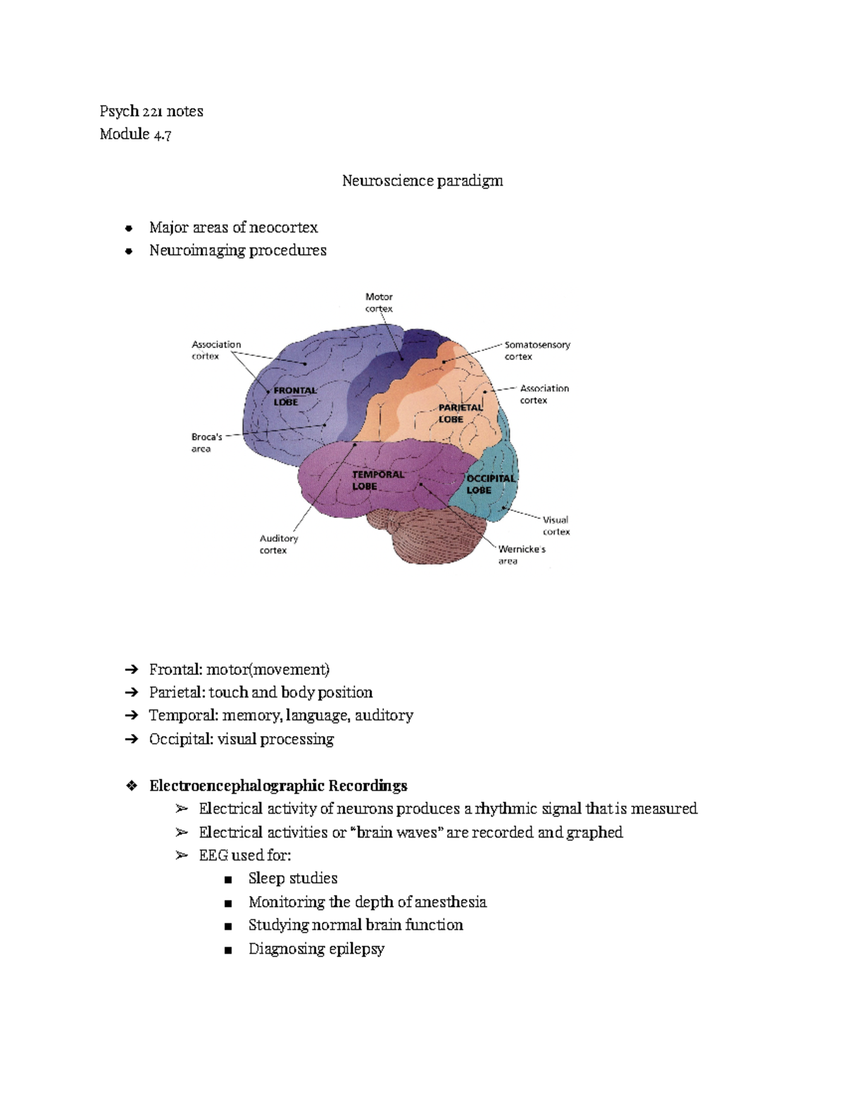 Psych 221 4.7 - neuroscience paradigm - Psych 221 notes Module 4 ...