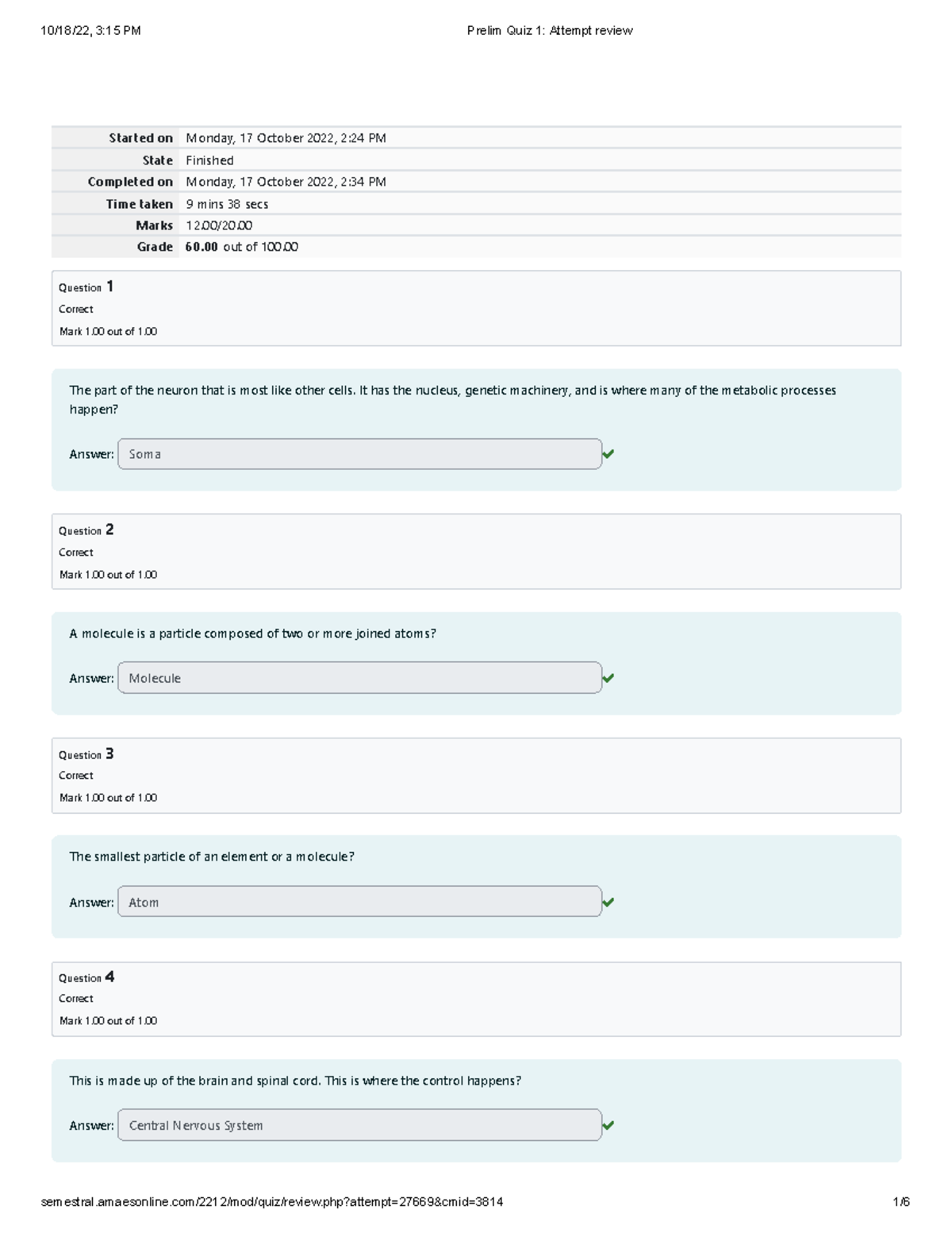Prelim Quiz 1 Attempt review - Started on Monday, 17 October 2022, 2:24 ...