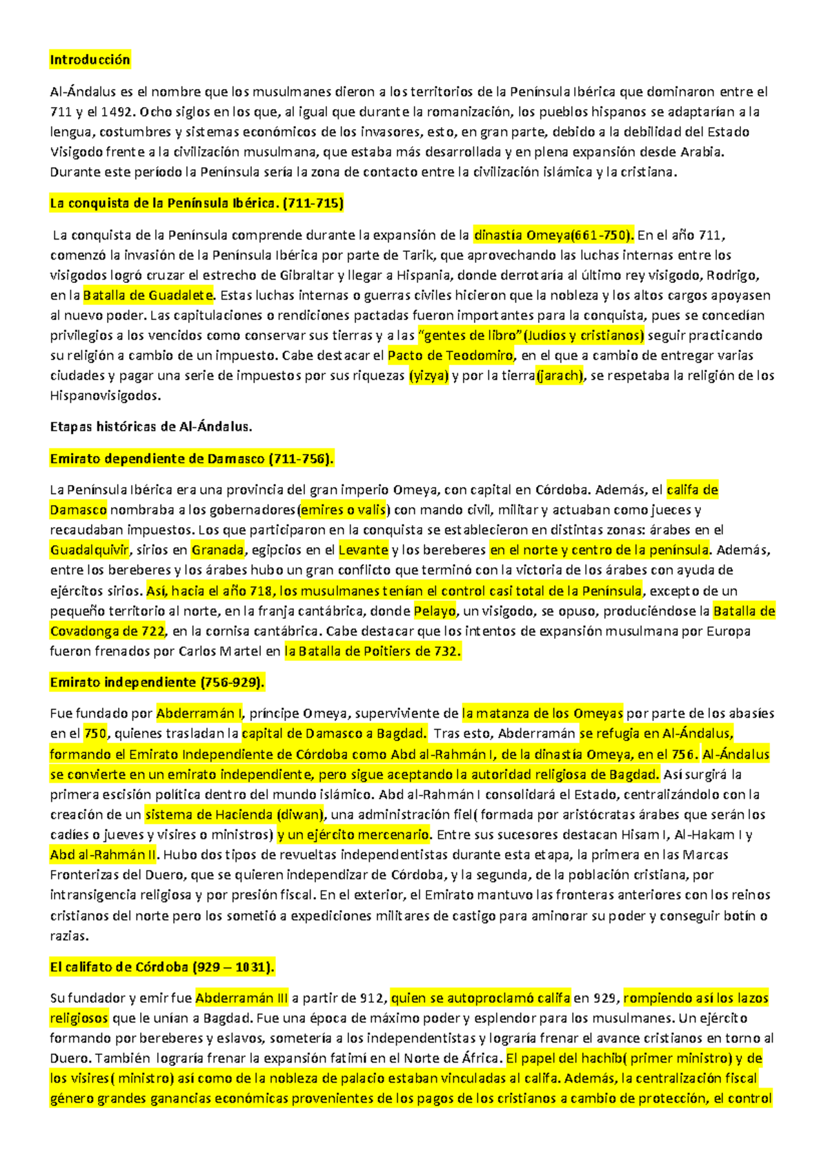 Al-Ándalus - Resumen para la EBAU - Introducción Al-Ándalus es el nombre que los musulmanes ...