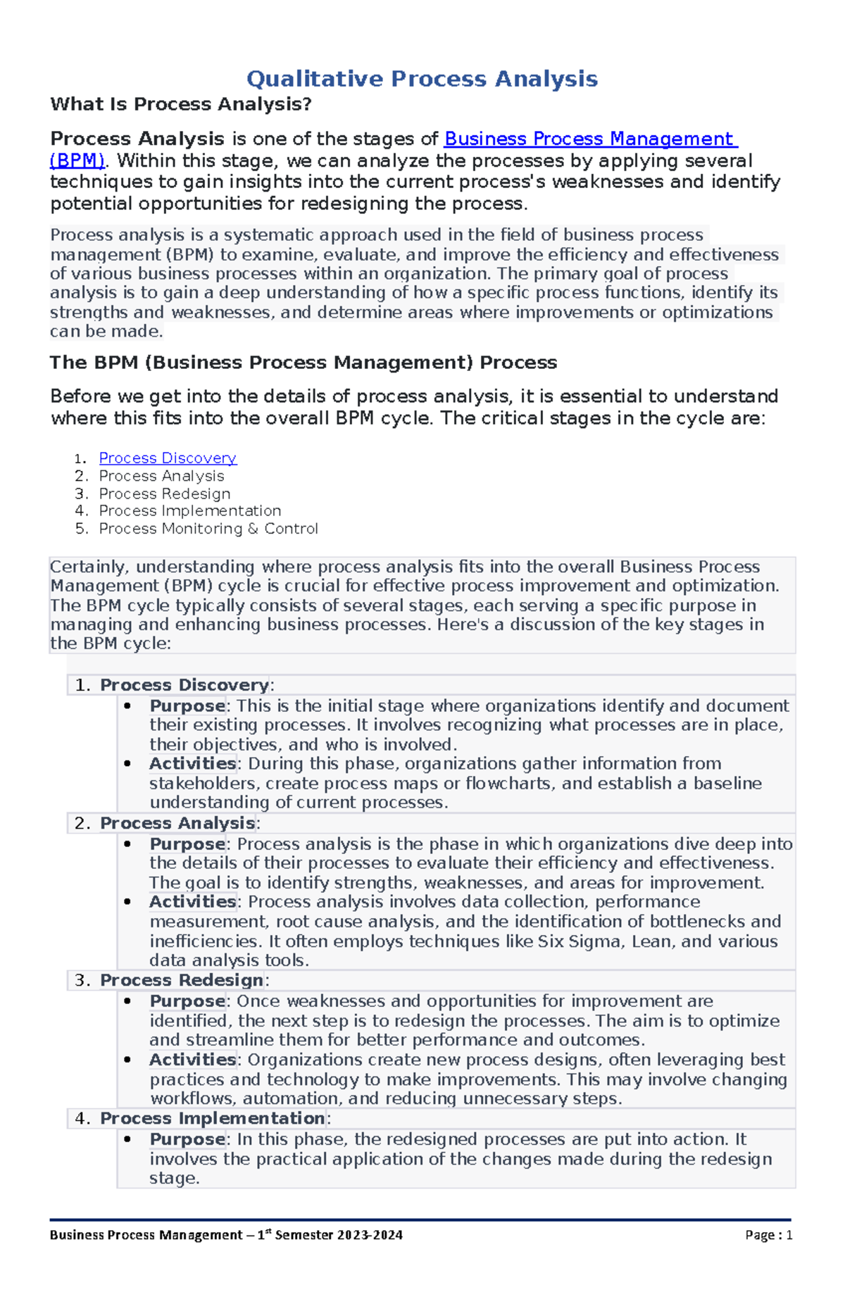 Qualittative Process Analysis - Within this stage, we can analyze the ...