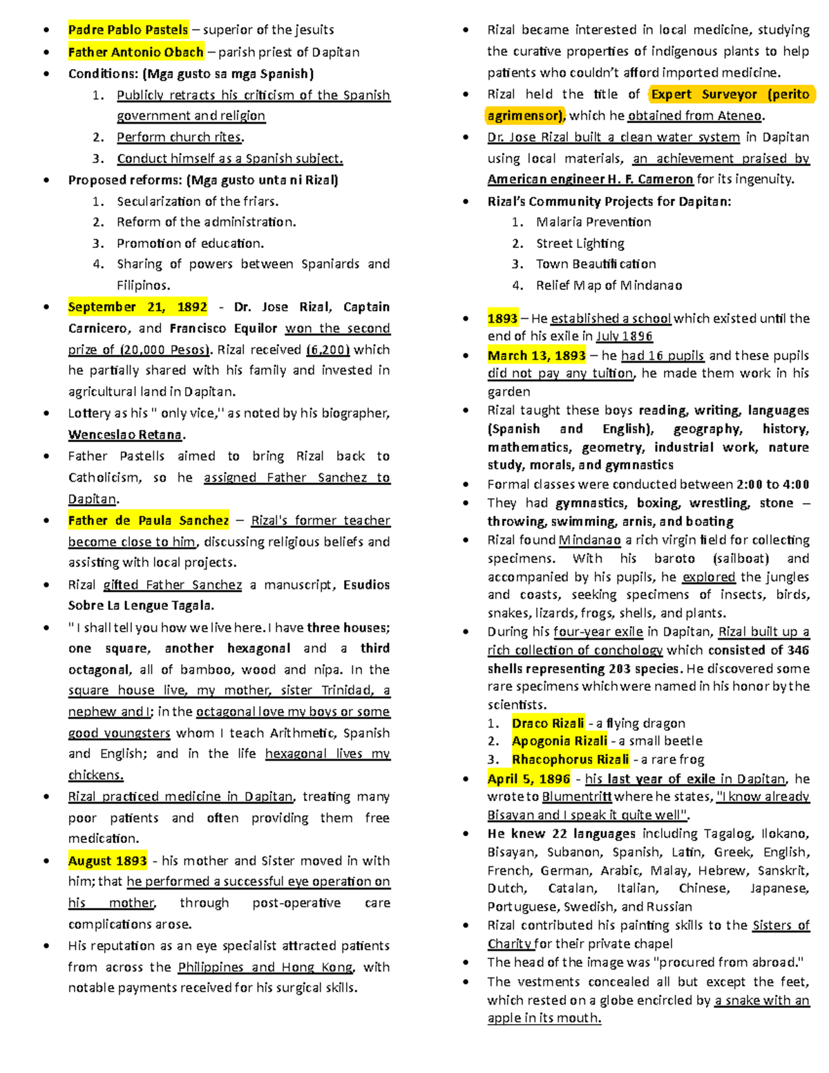 Rizal (Reviewer) - Hope it helps - Padre Pablo Pastels – superior of ...