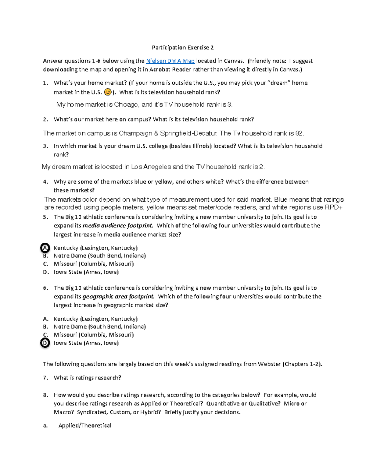 Participation Exercise 2-1 - Participation Exercise 2 Answer questions ...
