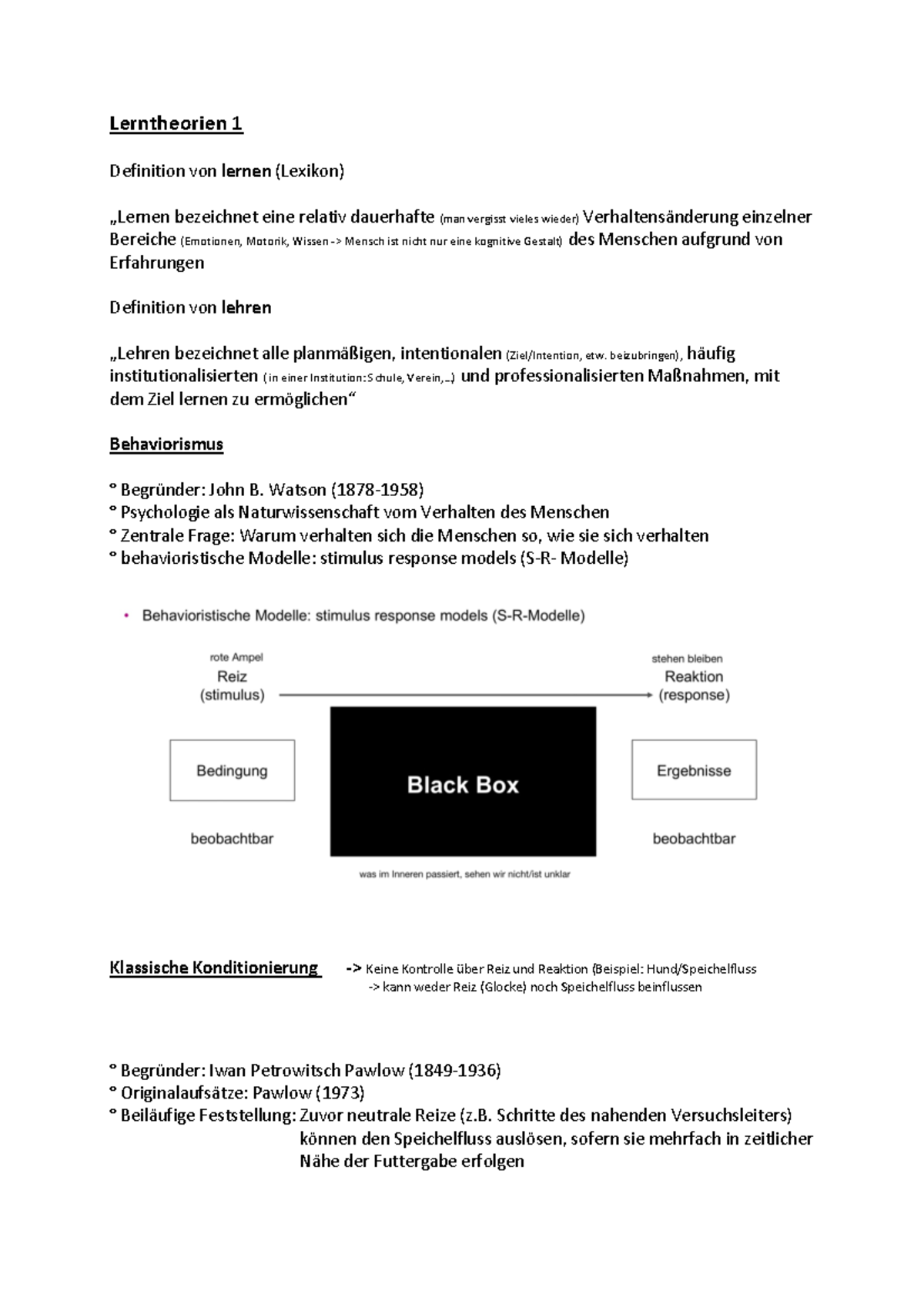 Einführung in didaktisches Handeln: Lerntheorien 1 - Lerntheorien 1 ...