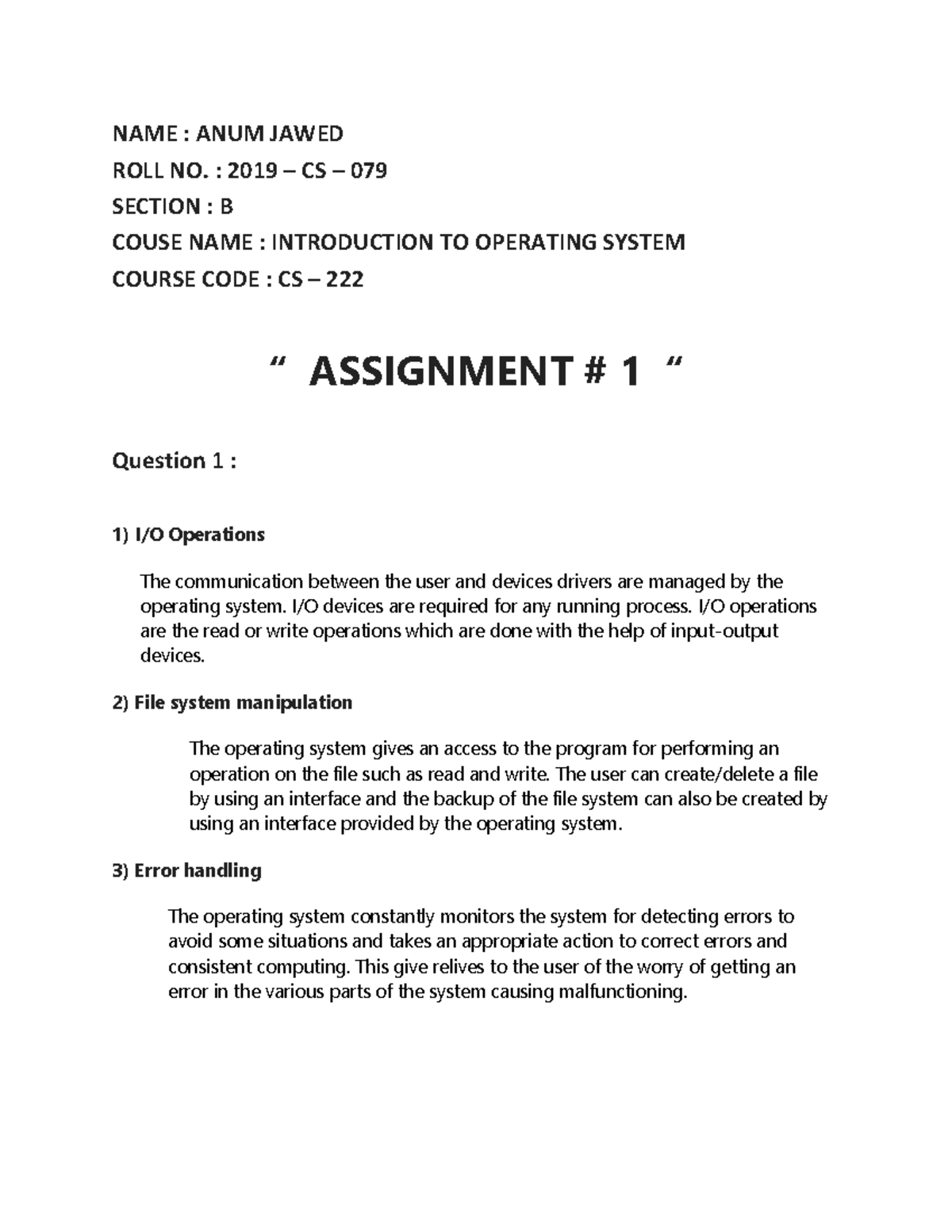 OS Assignment 1-converted - Warning: TT: undefined function: 32 NAME ...