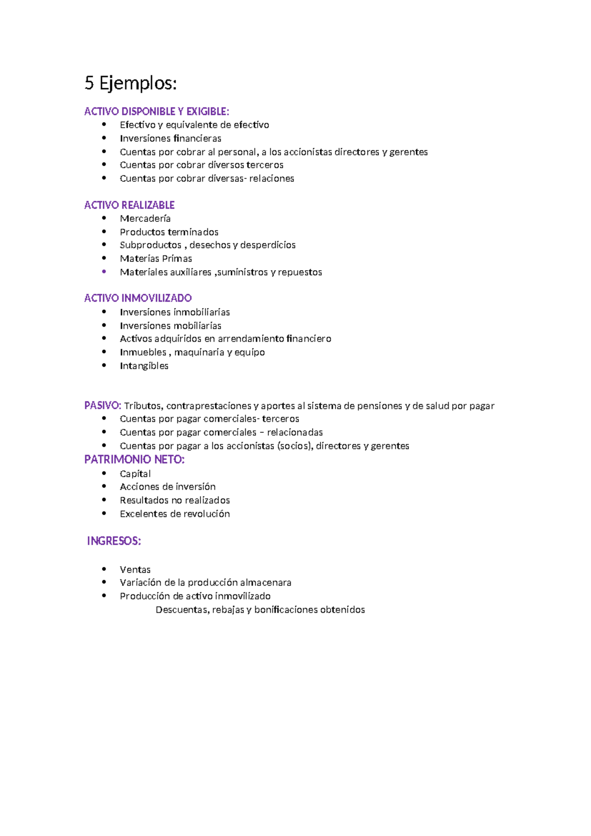 Ejemplos Semana 9 - apuntes - 5 Ejemplos: ACTIVO DISPONIBLE Y EXIGIBLE ...