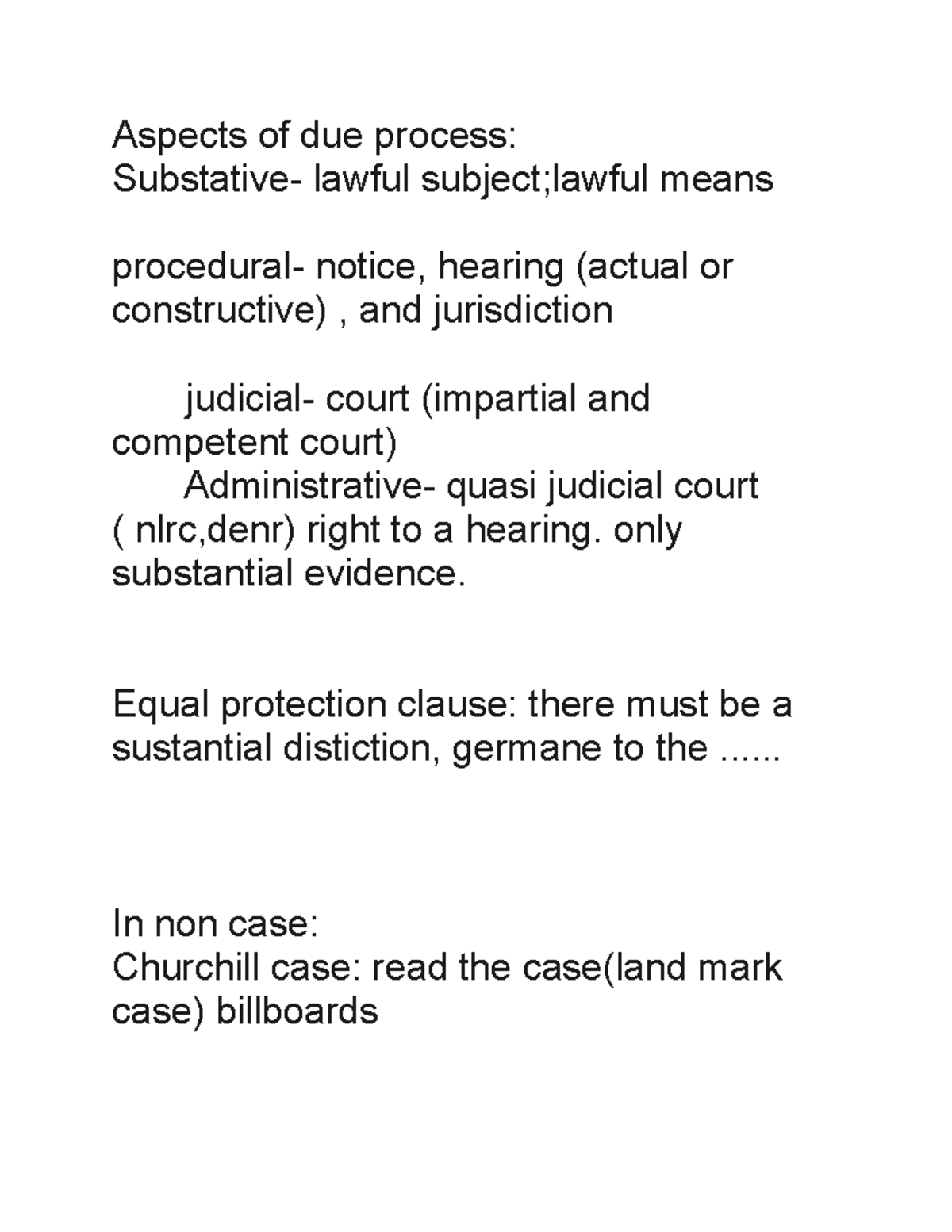 Aspects of due process - Notes - Aspects of due process: Substative ...