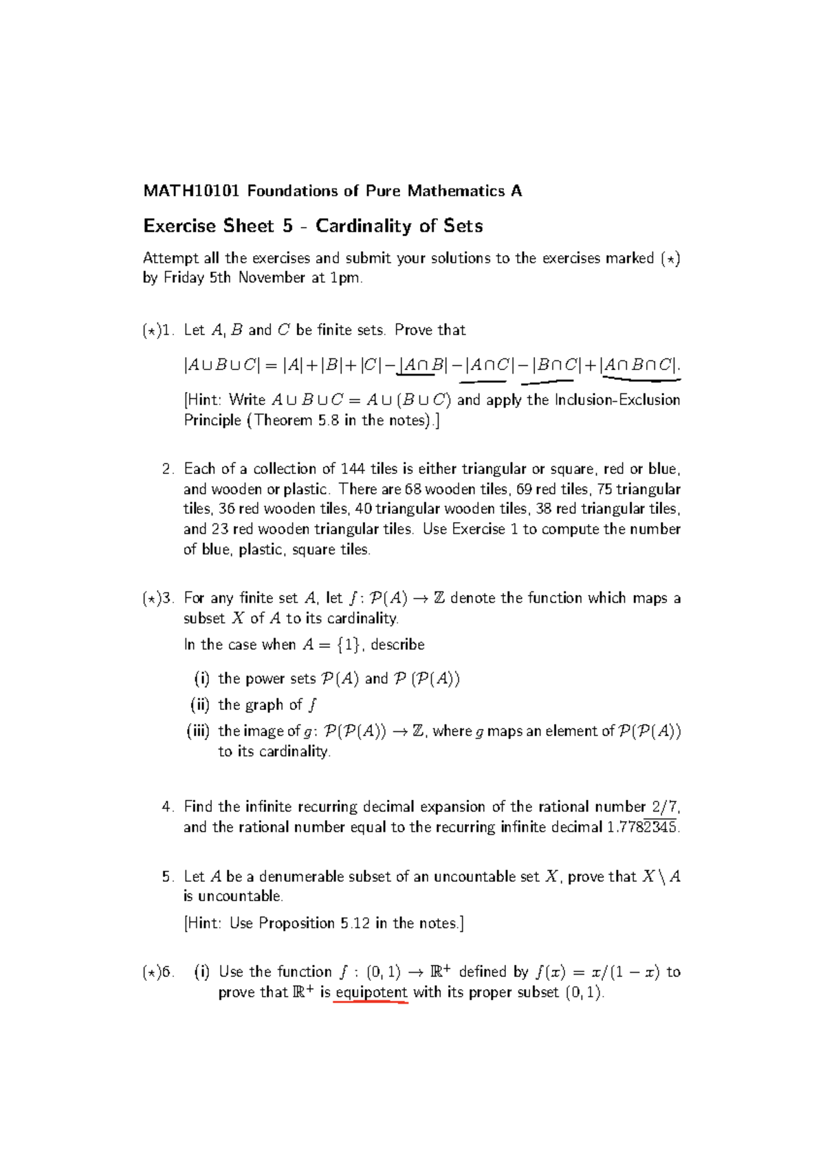 Ex5 - sfsffs - MATH10101 Foundations of Pure Mathematics A Exercise ...