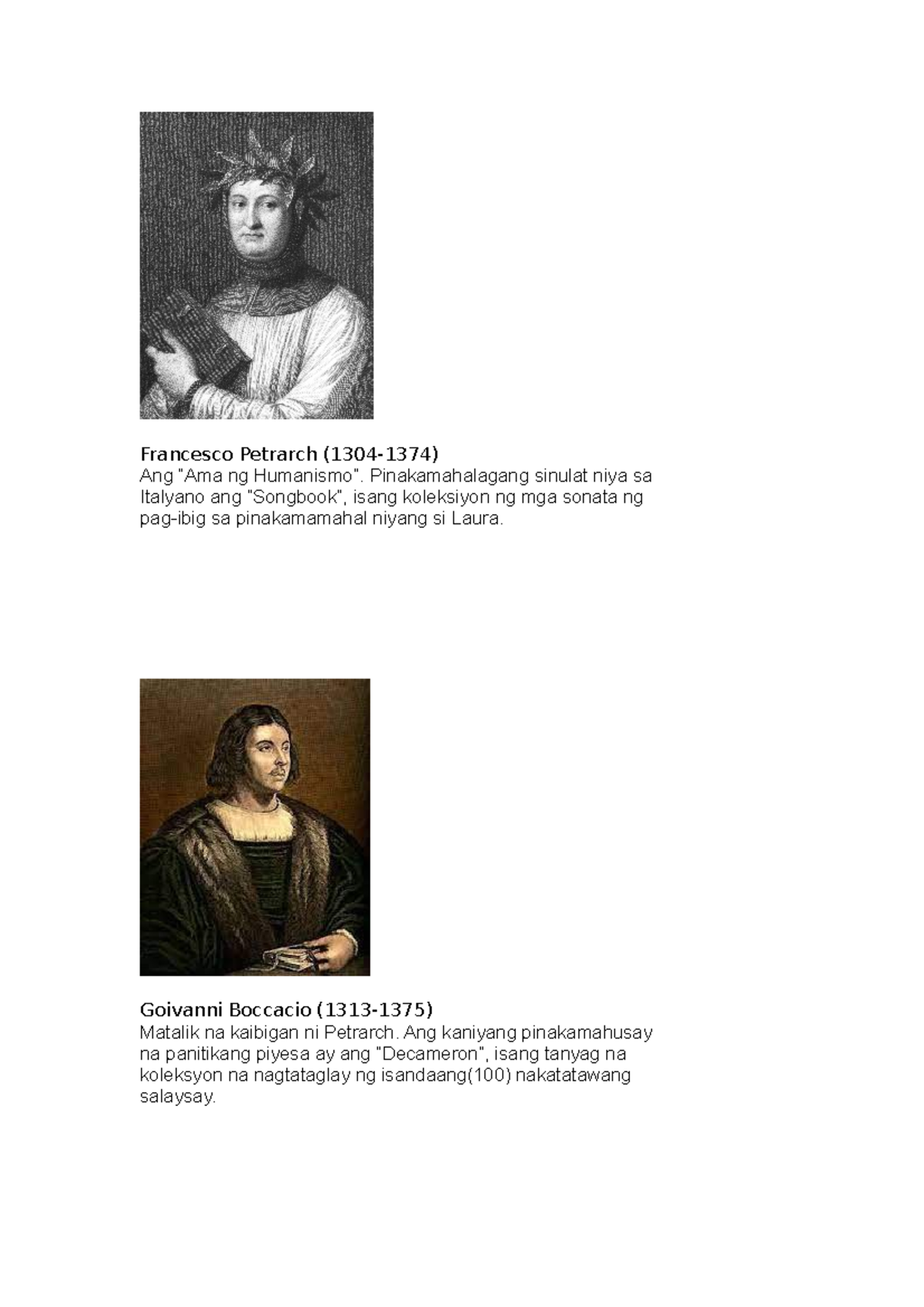 Mga ambag ng Renaissance sa iba't-ibang larangan - Francesco Petrarch ...