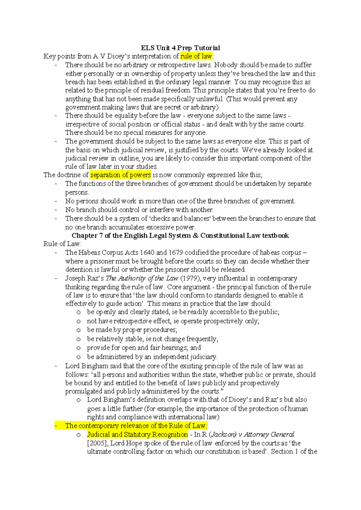 ELS Unit 4 Prep Tutorial - ELS Unit 4 Prep Tutorial Key points from A V ...