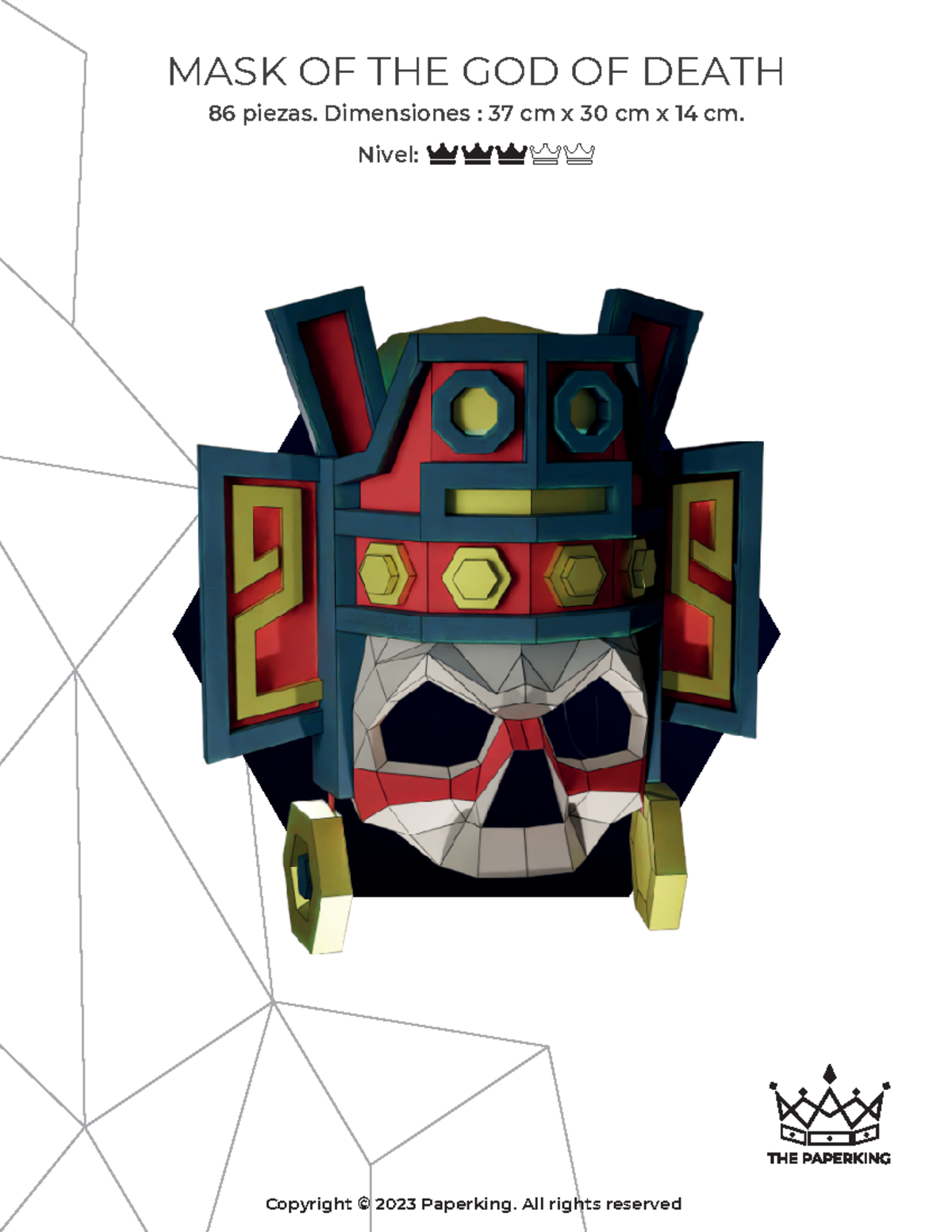 Mascara - Papi - MASK OF THE GOD OF DEATH 86 piezas. Dimensiones : 37 ...