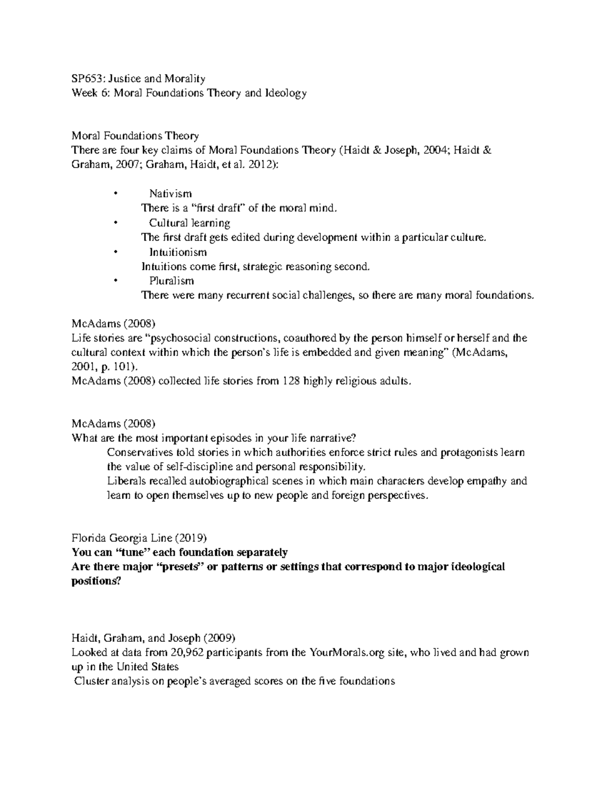 Moral foundation - 2012): Nativism There is a “first draft” of the ...