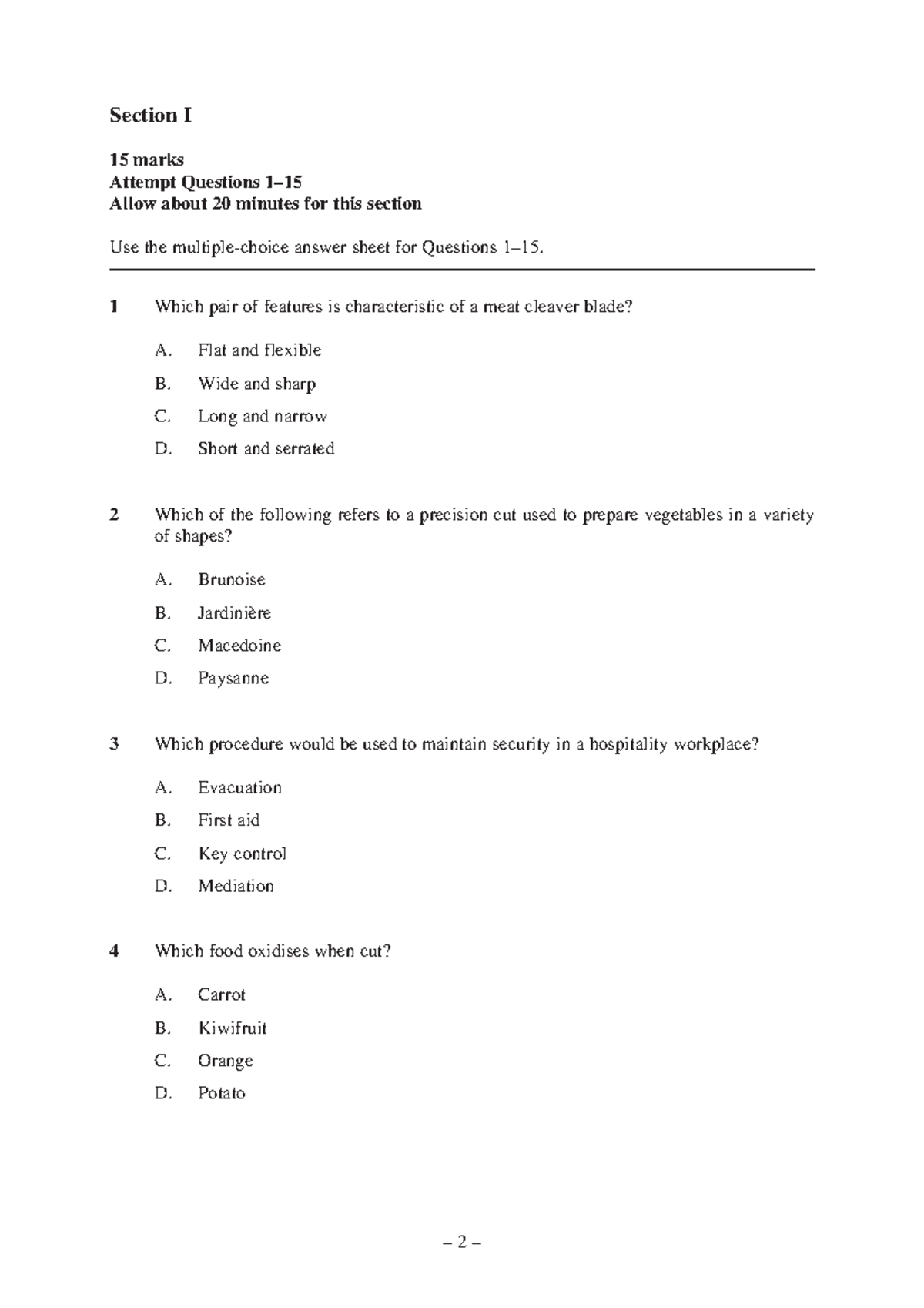 -hsc-vet-hospitality-kitchen-op-and-cookery copy - Section I 15 marks ...