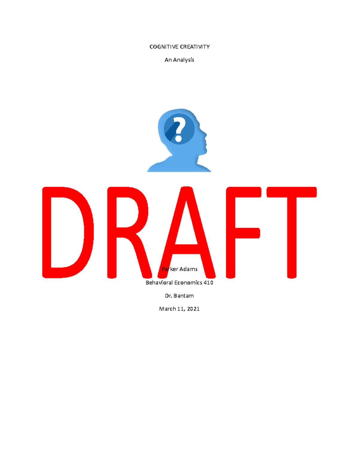 Exp19 Word Intro Cap Thinking - COGNITIVE CREATIVITY An Analysis Parker ...
