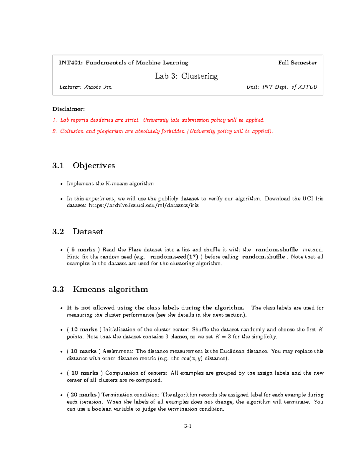 Lab6 Clustering Lab6 Clustering Int401 Fundamentals Of Machine 4868