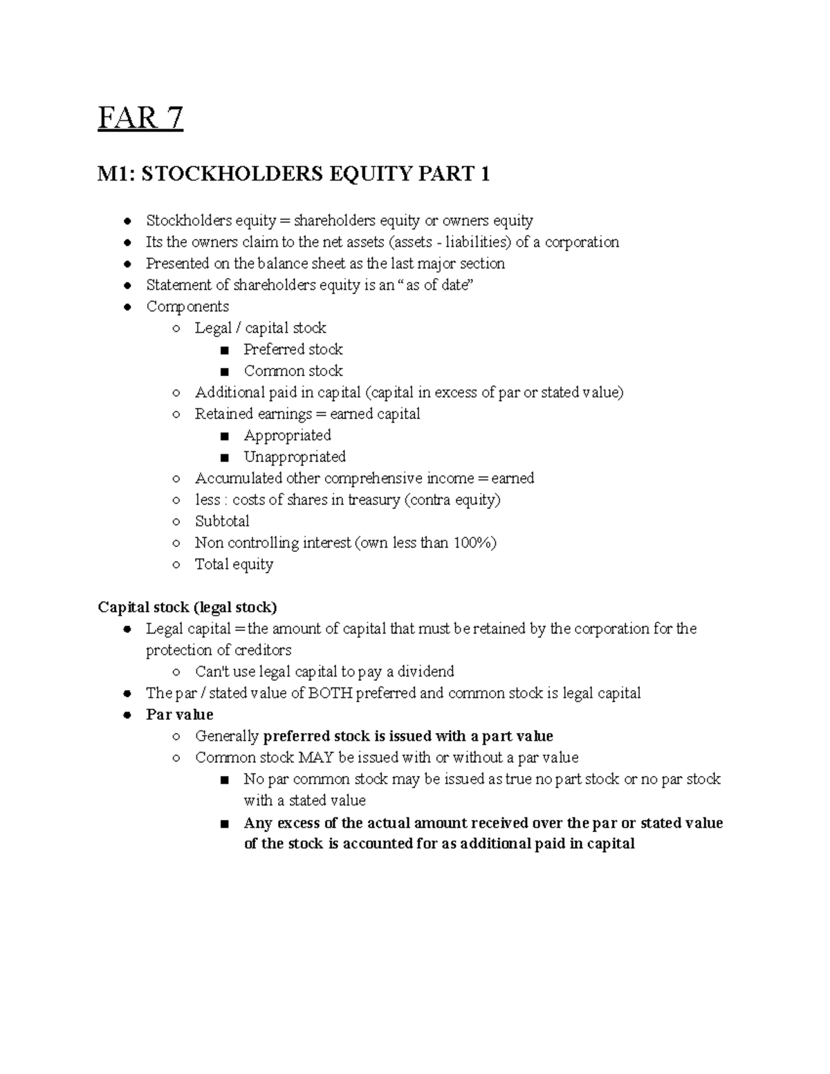 FAR 7 - unit 7 of FAR. includes detailed notes with explanations and ...