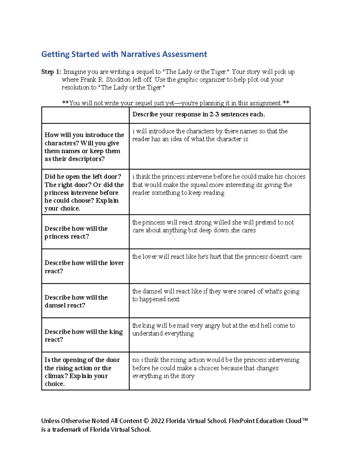 2.01 Getting Started with Narratives Assessment - Getting Started with Narratives Assessment ...