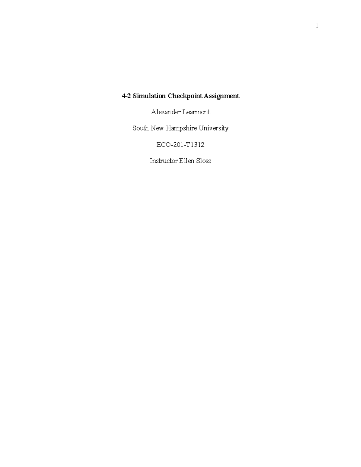 Simulation Checkpoint Assignment: Externalities Government Tools and ...