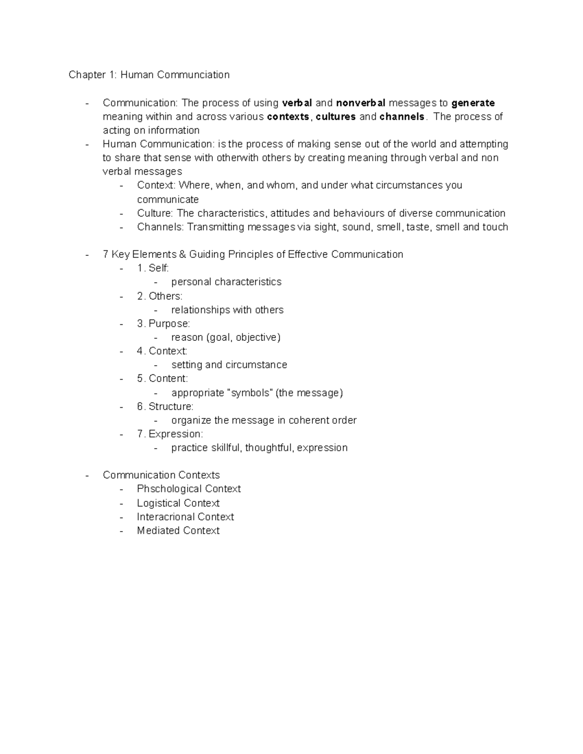 HSS2102 Chapter 1 Notes - Chapter 1: Human Communciation Communication ...