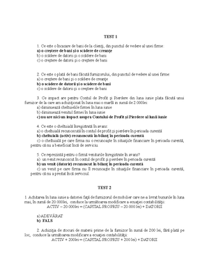 Tema 1 - Intocmire bilantului contabil - Să se precizeze care este ...